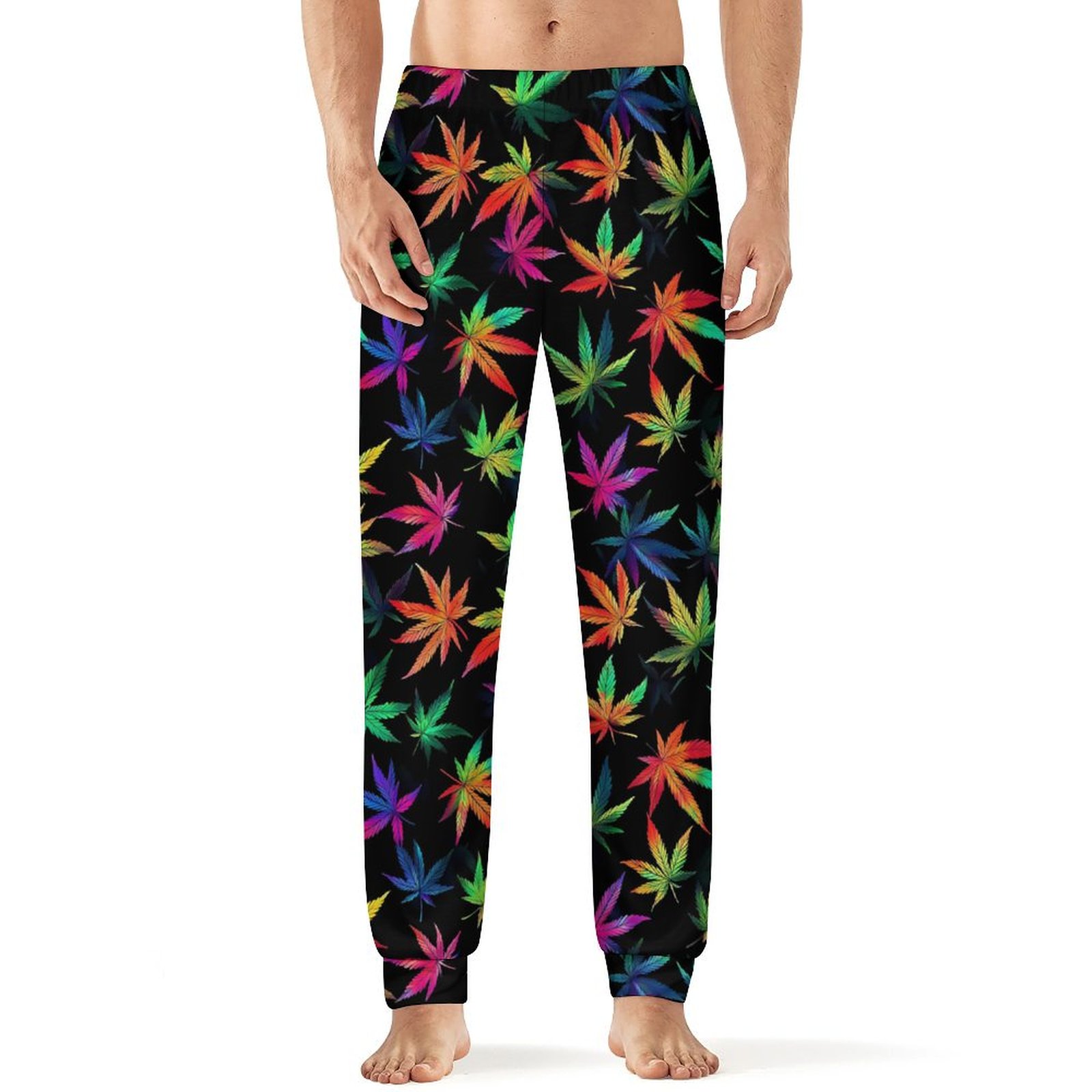 Weed Marijuana Leaves Men's Pajama Pants Breathable Sleep Bottoms ...