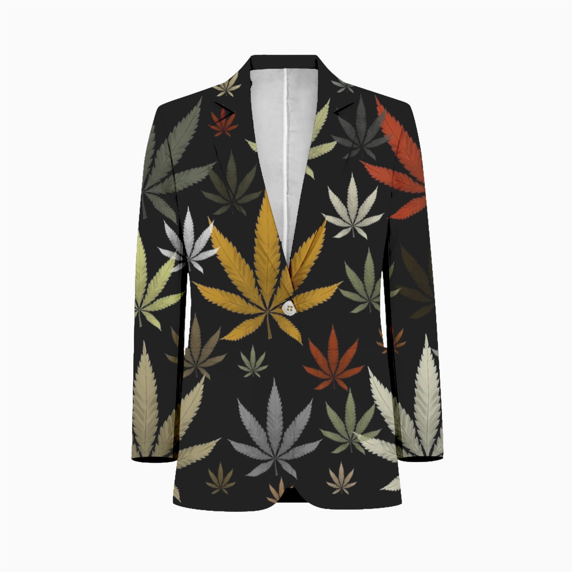 Weed Multicolored Black Background Mens Suits Shawl Collar Slim Fit ...