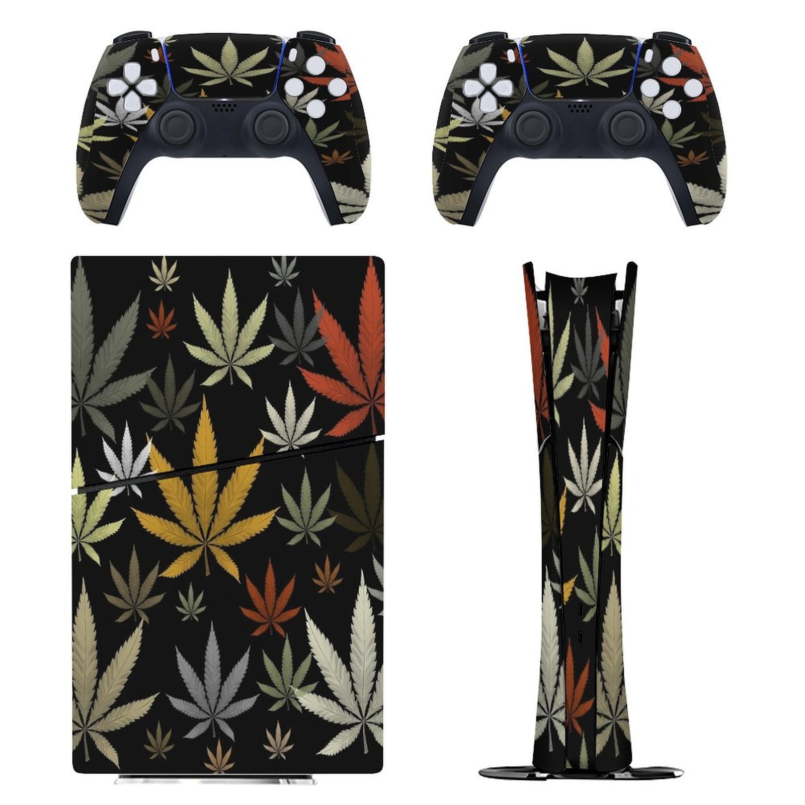 Weed Multicolored Black Background PS5/PS5 Pro/PS5 Slim Digital Disc ...