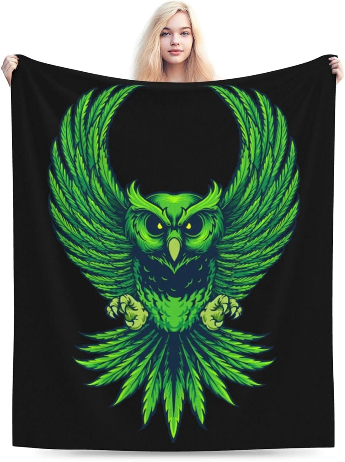 Weed Owl Throw Blanket for Couch 60"x50" Super Soft Cozy Sofa Chair Bed ...
