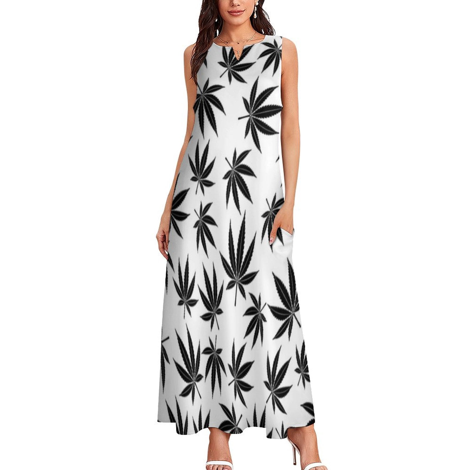 Weed Pattern Long Dress Female Clothing Prom Dress Dress Women Elegant ...