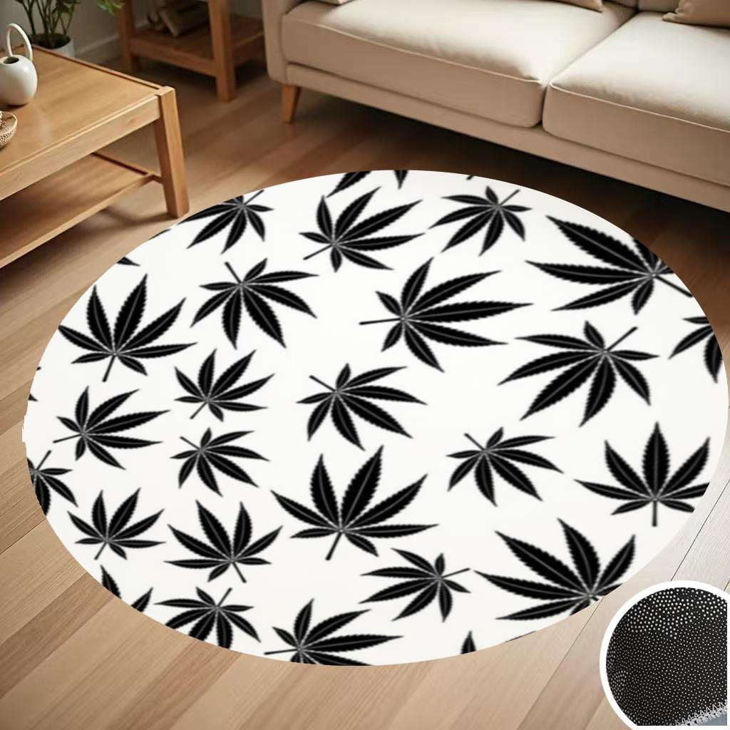 Weed Pattern Round Carpet Living Room Bedroom Home Decoration Coffee ...