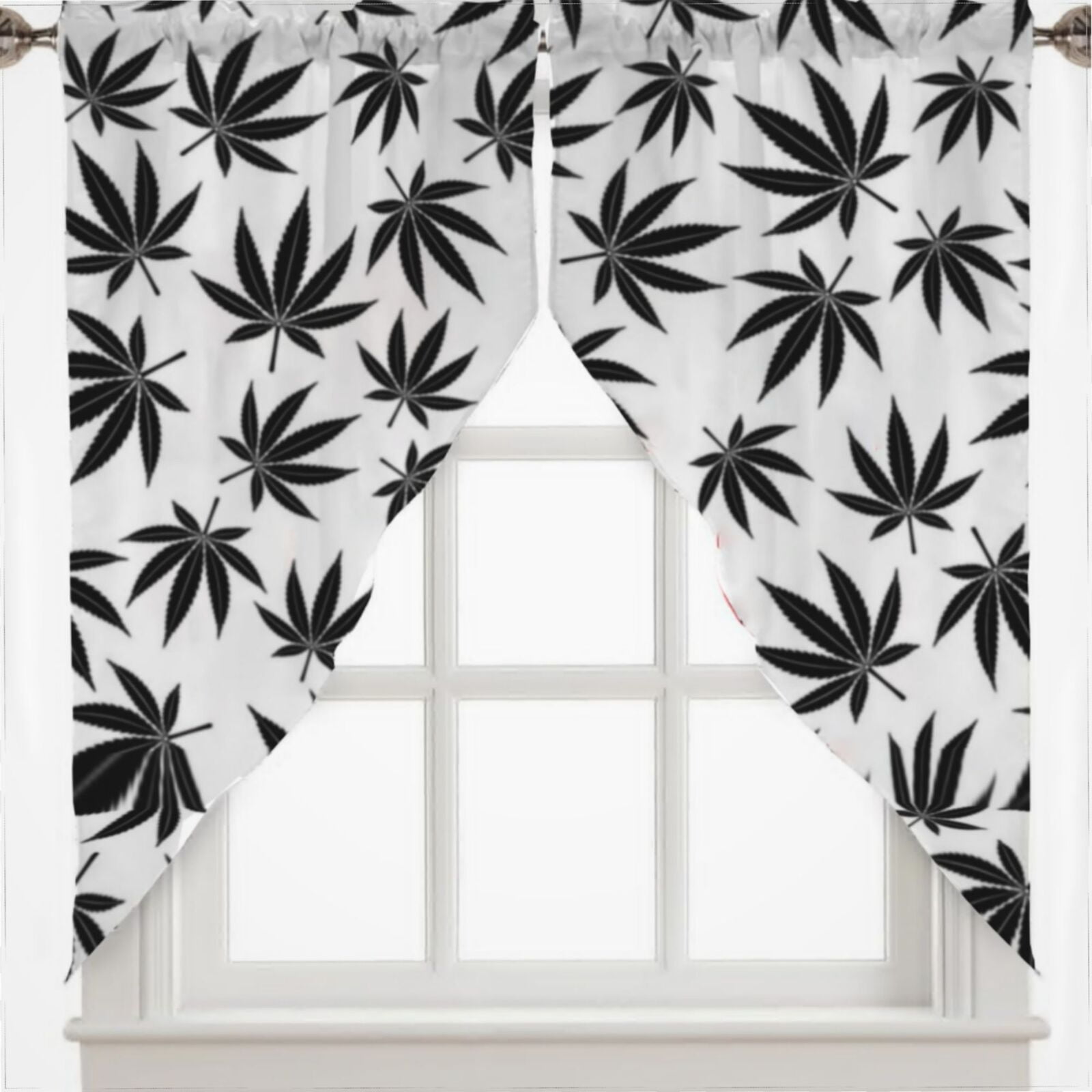 Weed Pattern Swag Valances For Windows 2 Pack For Kitchen Living Room ...