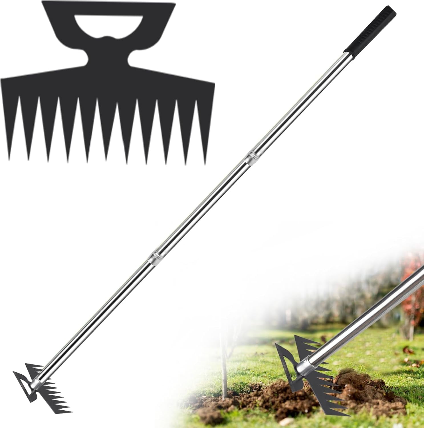 Weed Puller Picker Tool Scuffle Hoe Rake, Hand Tiller Small for ...