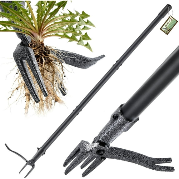 Weed Puller, Stand Up Weed Puller Tool with Steel Long Handle & 4-Claw ...