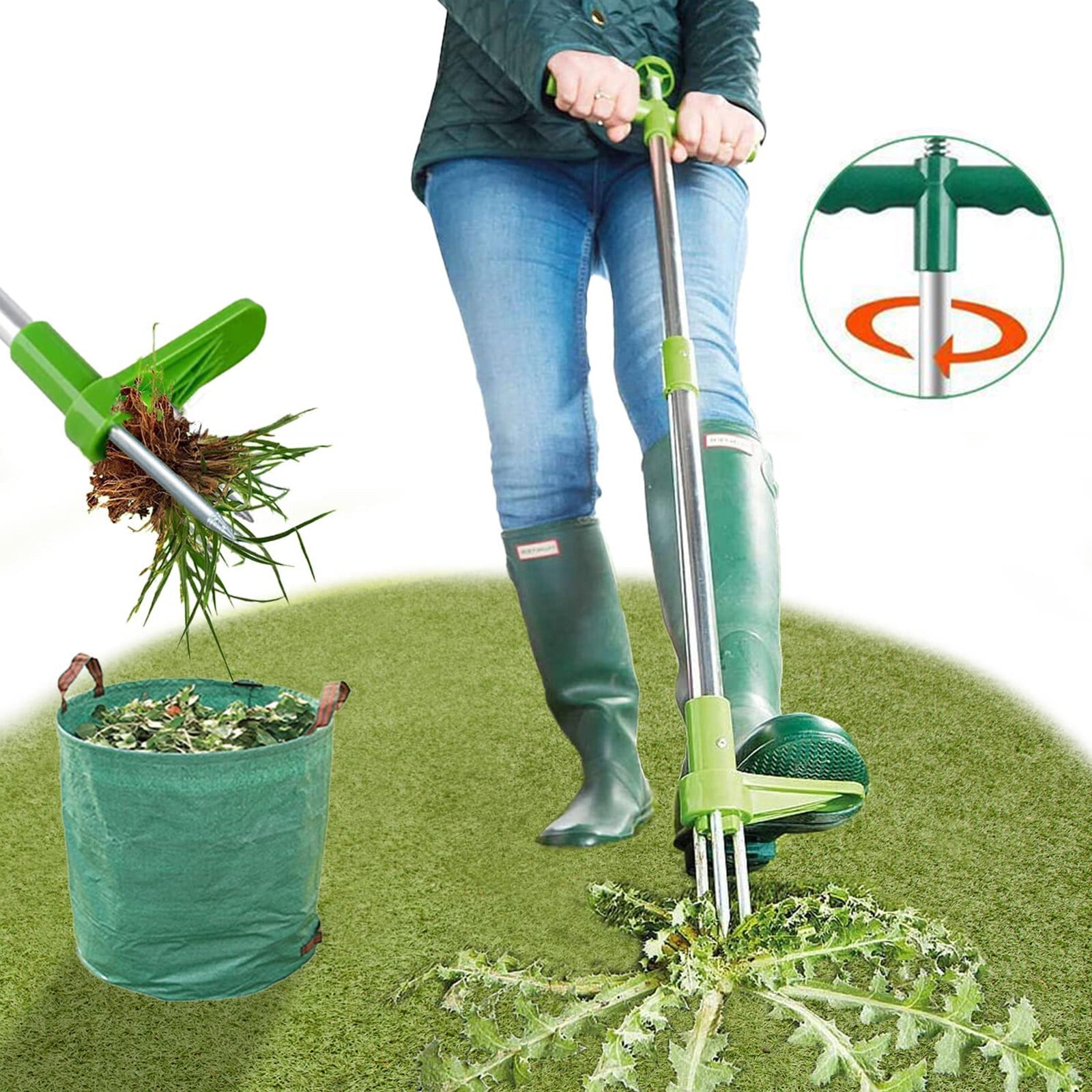 Weed Puller, Stand Up Weeding Hand Tool, 39" Long Handle Garden Weeding ...