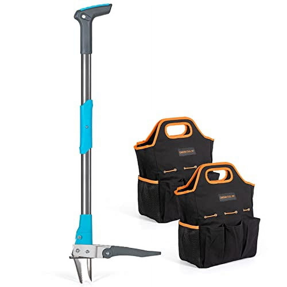 Weed Puller Tool with 2 Garden Tool Bags, 40in-Long Standing Weeder ...