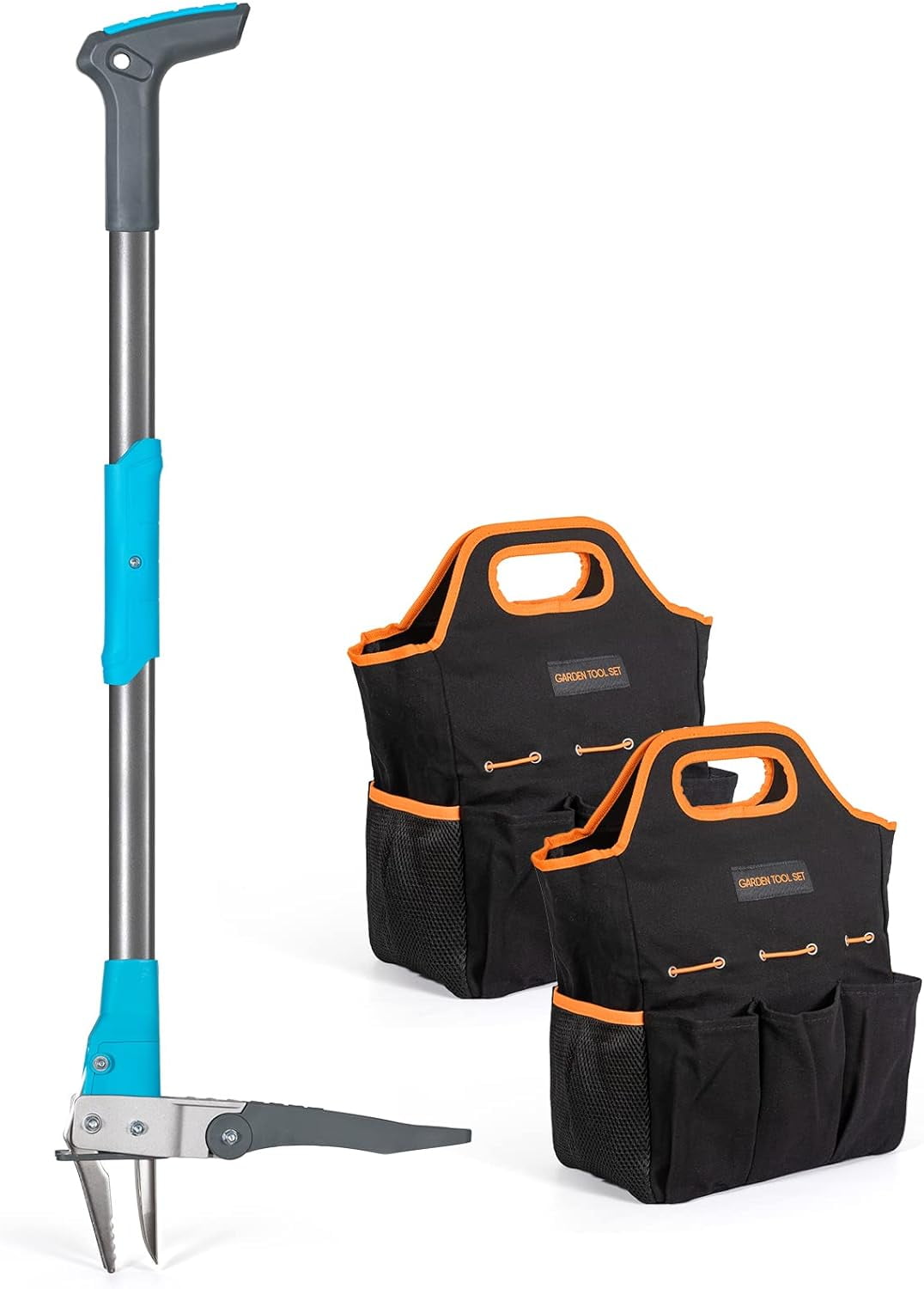 Weed Puller Tool with 2 Garden Tool Bags, 40in-Long Standing Weeder ...