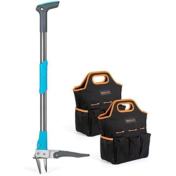 Weed Puller Tool with 2 Garden Tool Bags, 40in-Long Standing Weeder ...