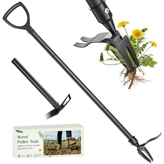Weed Puller Tool, 2-in-1 Stand Up Heavy Duty Root Removal Tool with 4 ...