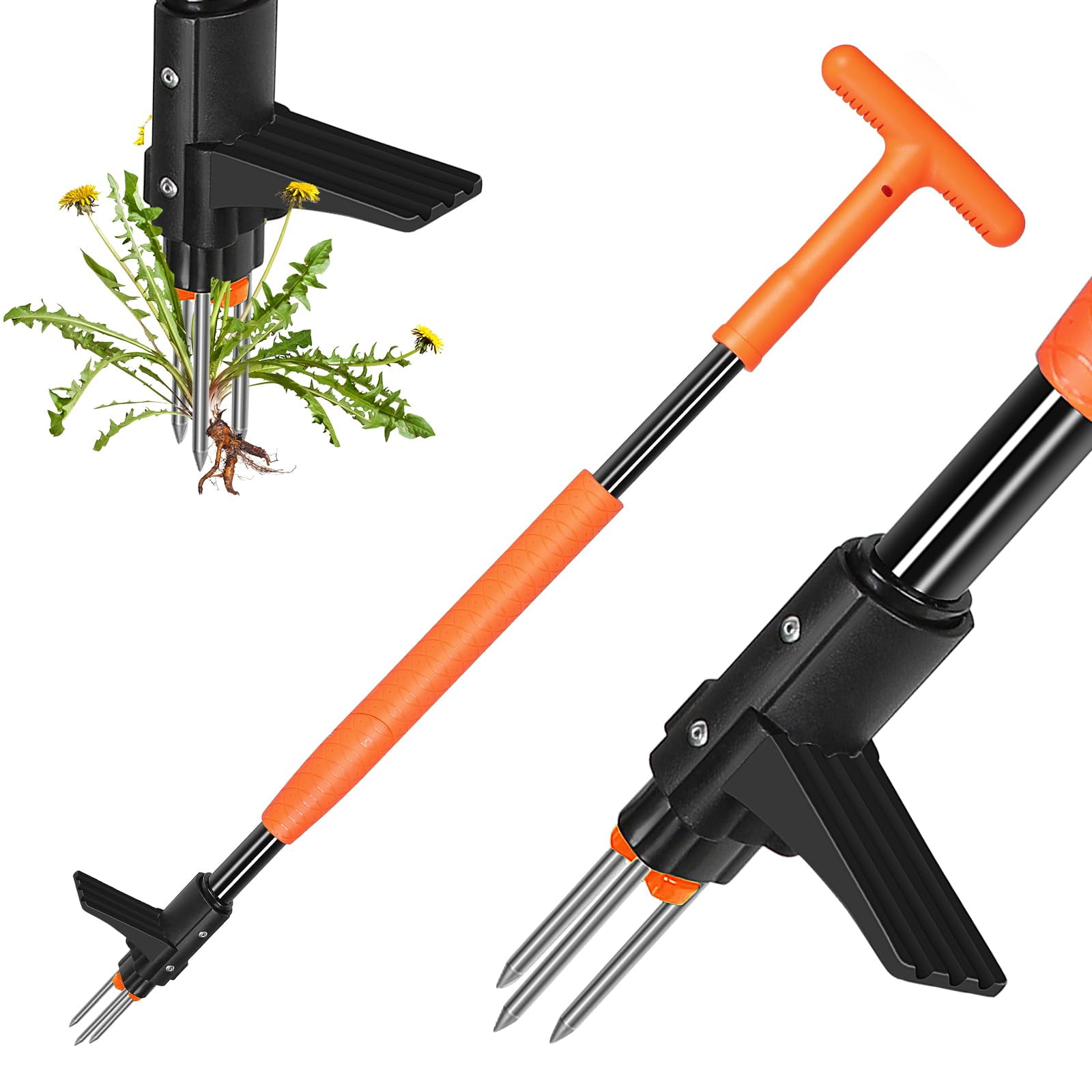 Weed Puller Tool, 3-Claw Stand Up Weed Puller Tool with Long Handle ...
