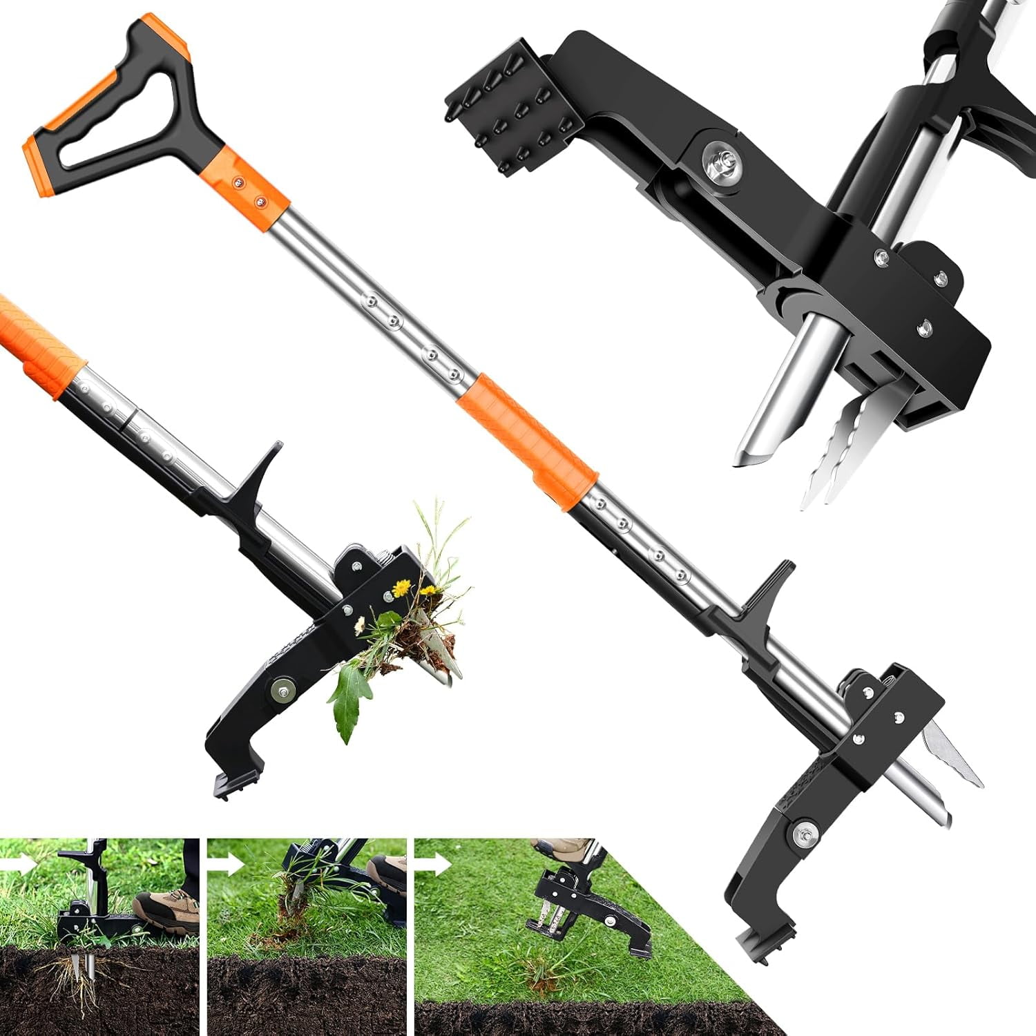 Weed Puller Tool, Heavy Duty Stand Up Weed Puller with 39.3" Long ...