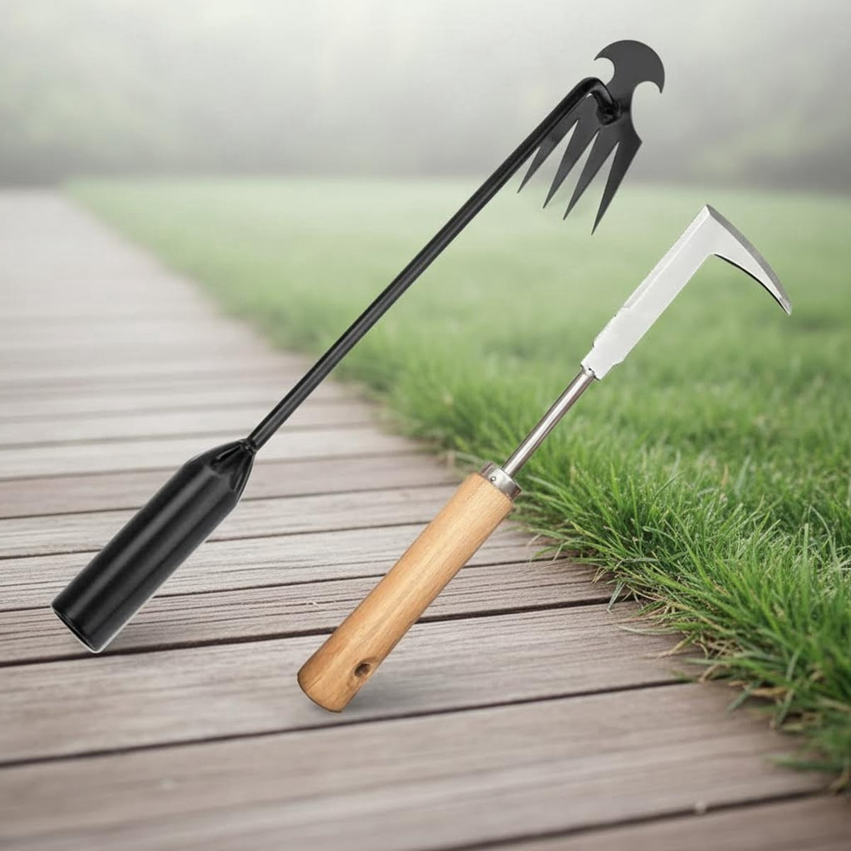 Weed Puller Tool, Including a 4-Teeth Uprooting Weeder and an L-Shaped ...