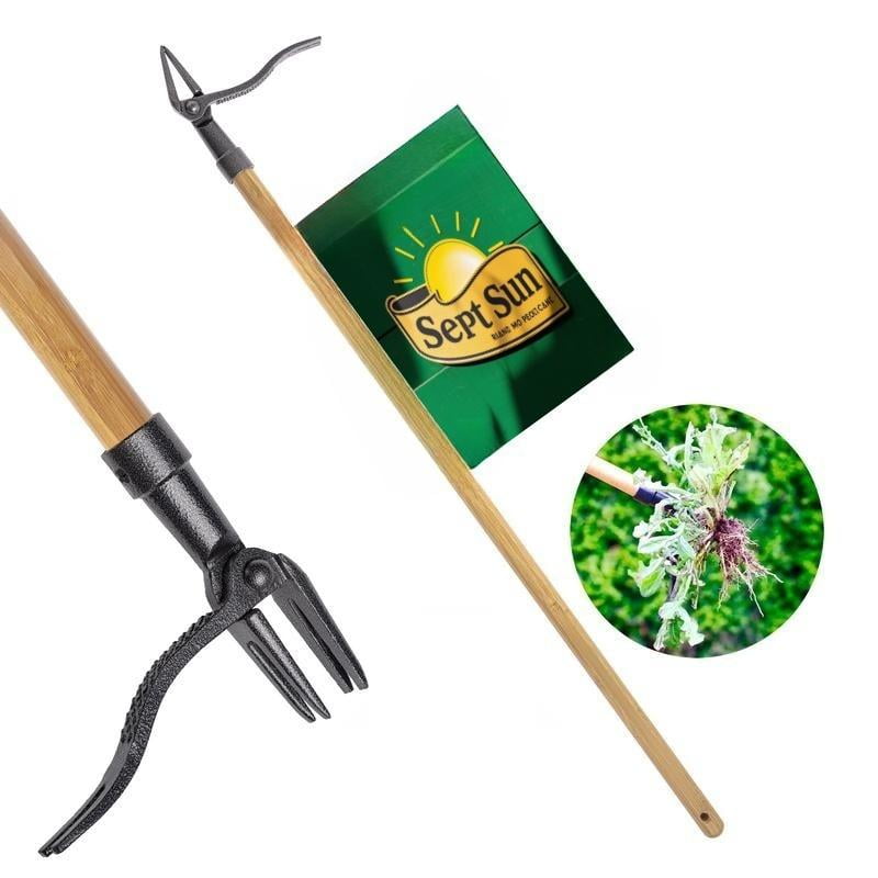 Weed Puller Tool Stand Up Heavy Duty Weeding Tool with Long Wooden ...