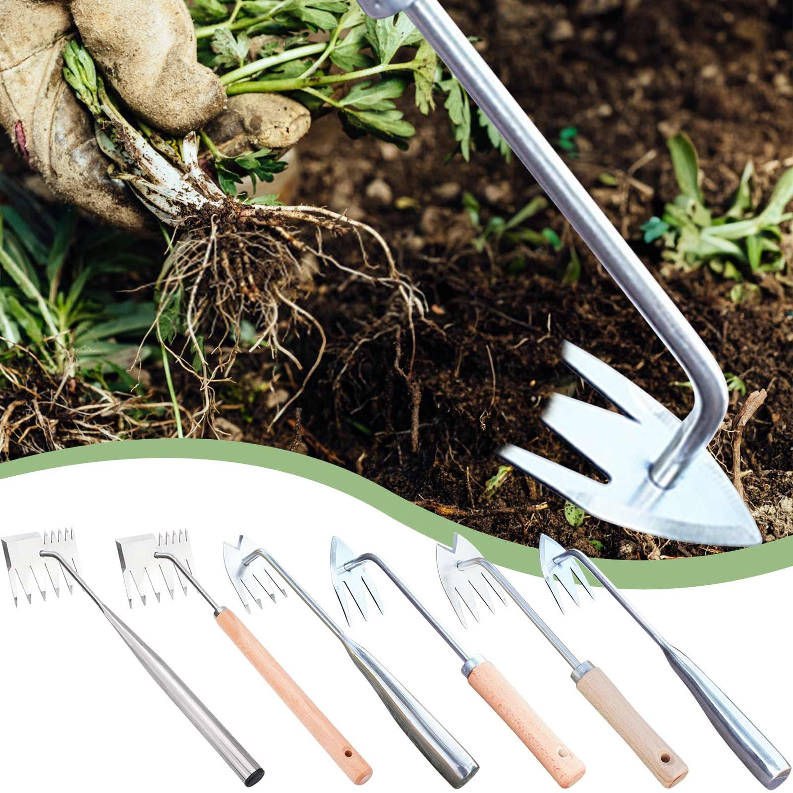 Weed Remover Hoe Stainless Steel Pulling Tool | Heavy Duty Garden Rake ...