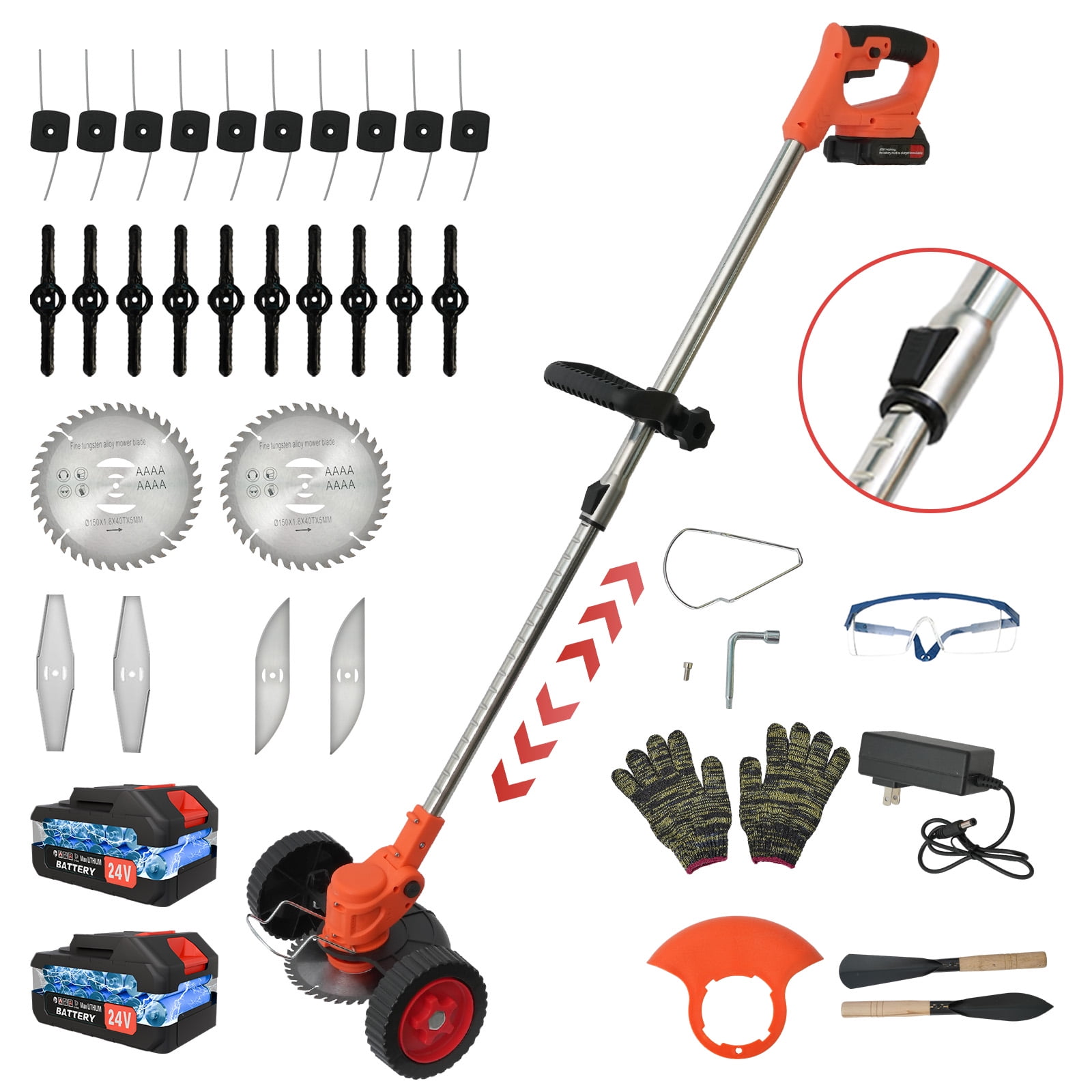 Weed Trimmer Cordless, 24V 650W Battery Operated Weed Eater Electric ...
