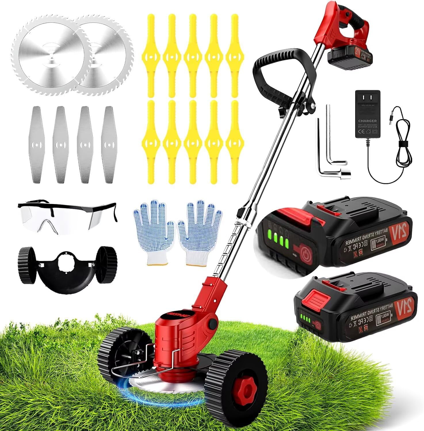 Weed Wacker Battery Operated, 3 in 1 Cordless Grass Trimmer with 3 ...