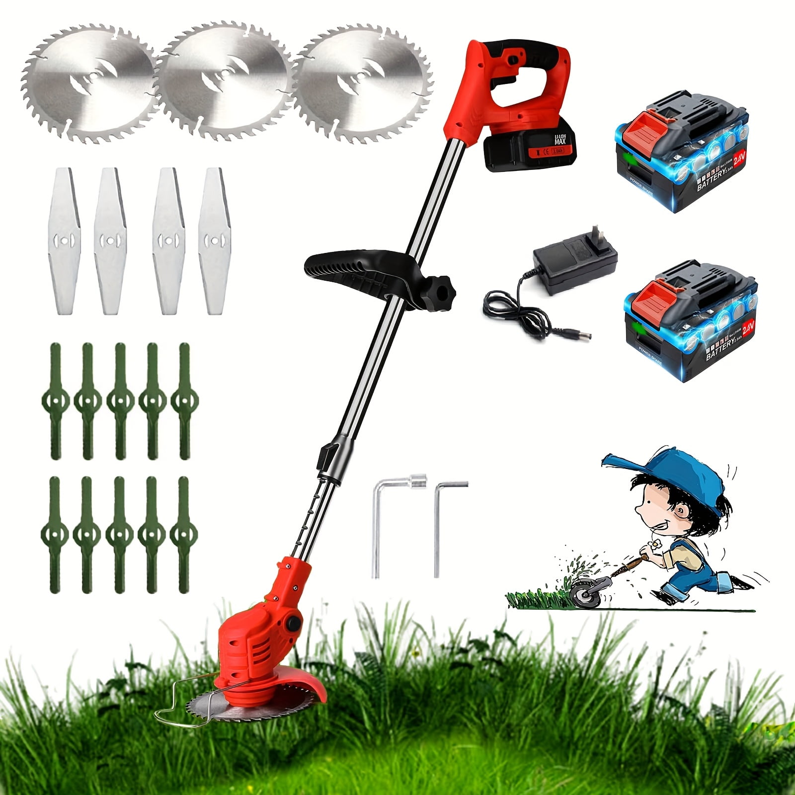 Weed Wacker Brush Cutter, Electric Weed Wacker Cordless String Trimmer ...