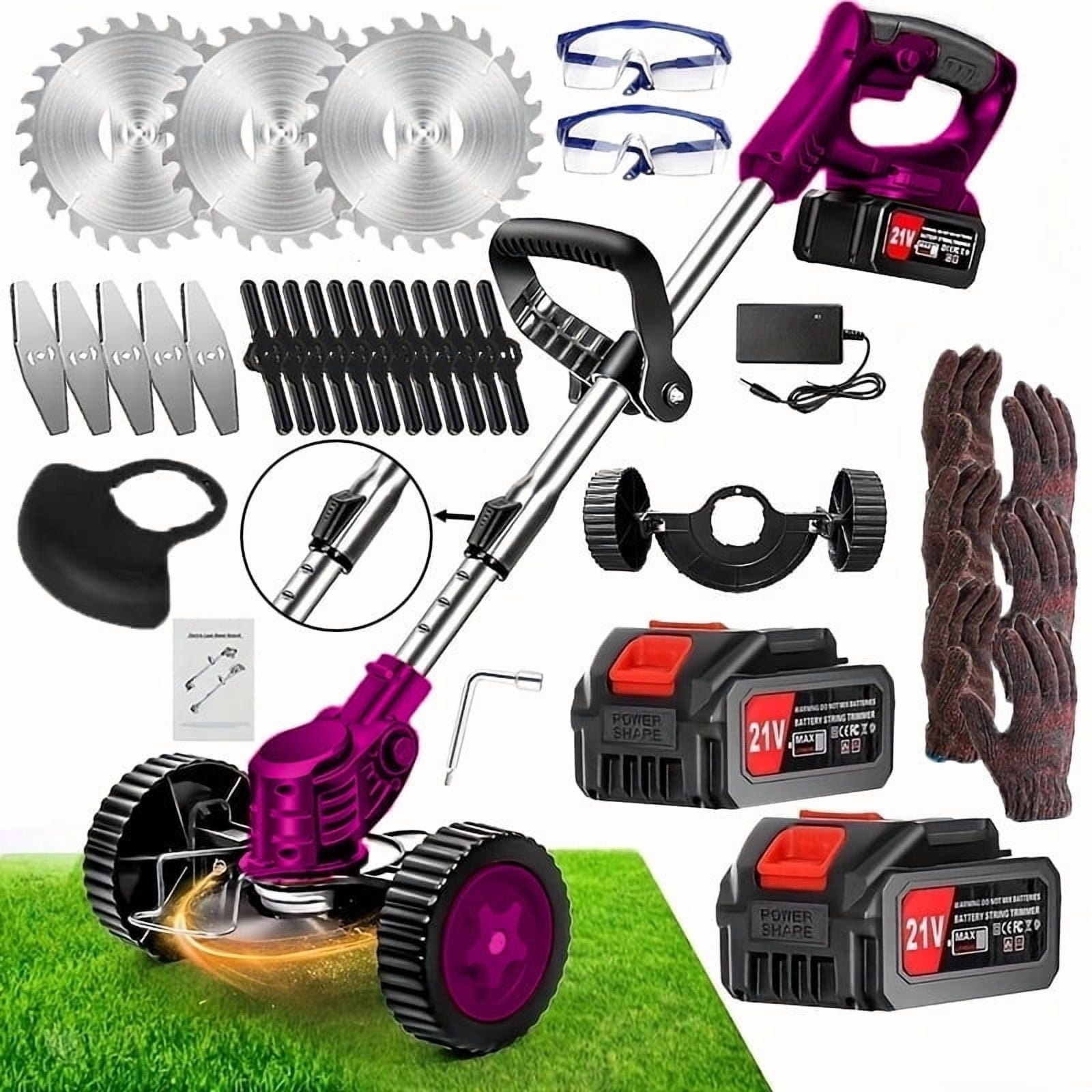 Weed Wacker Cordless Adjustable Weed Eaters wheel mower3 in 1 Electric ...