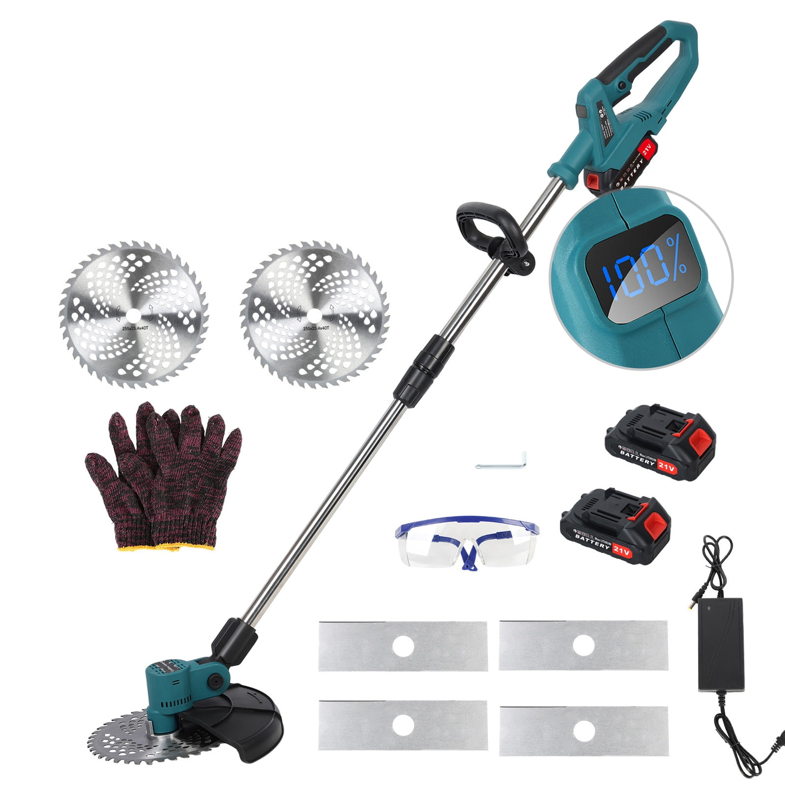 Weed Wacker Cordless Electric Weed Eater 21V Battery Powered 4000mAh ...