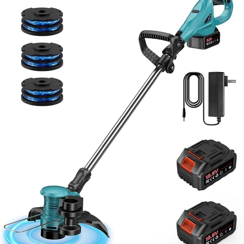 Weed Wacker Cordless Electric Weed Eater 21V Battery Powered 6000mAh ...