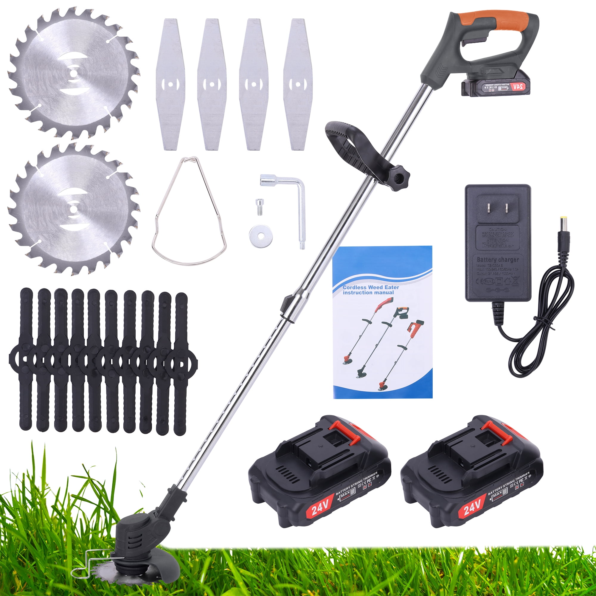 Weed Wacker Cordless Weed Eater String Trimmer Brush Cutter with 3 ...