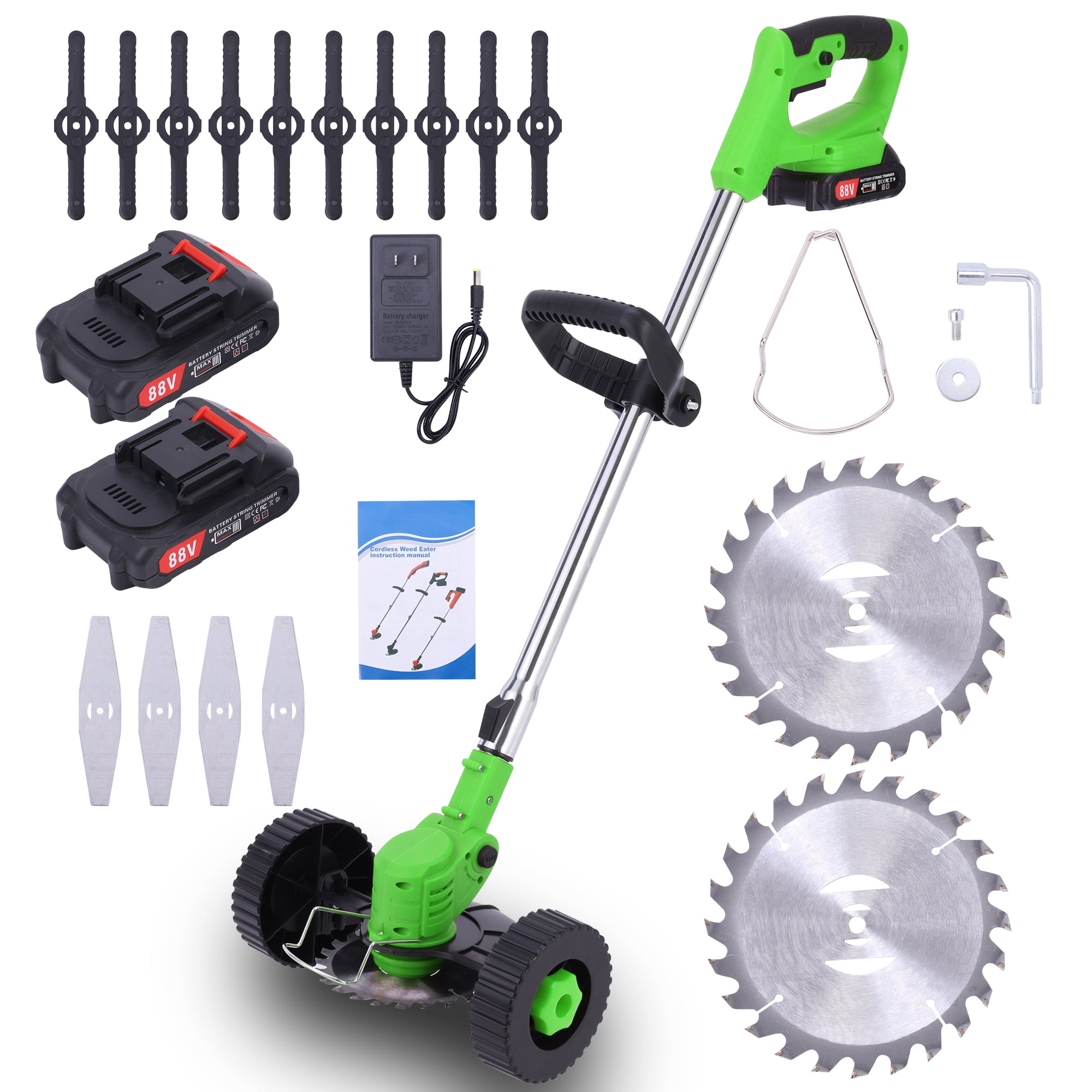 Weed Wacker, Cordless Weeder Battery Powered 88V Electric Weed Eater ...