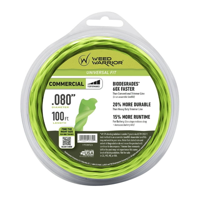Weed Warrior .080 in. x 100 ft. Commercial Biodegradable Trimmer Line ...
