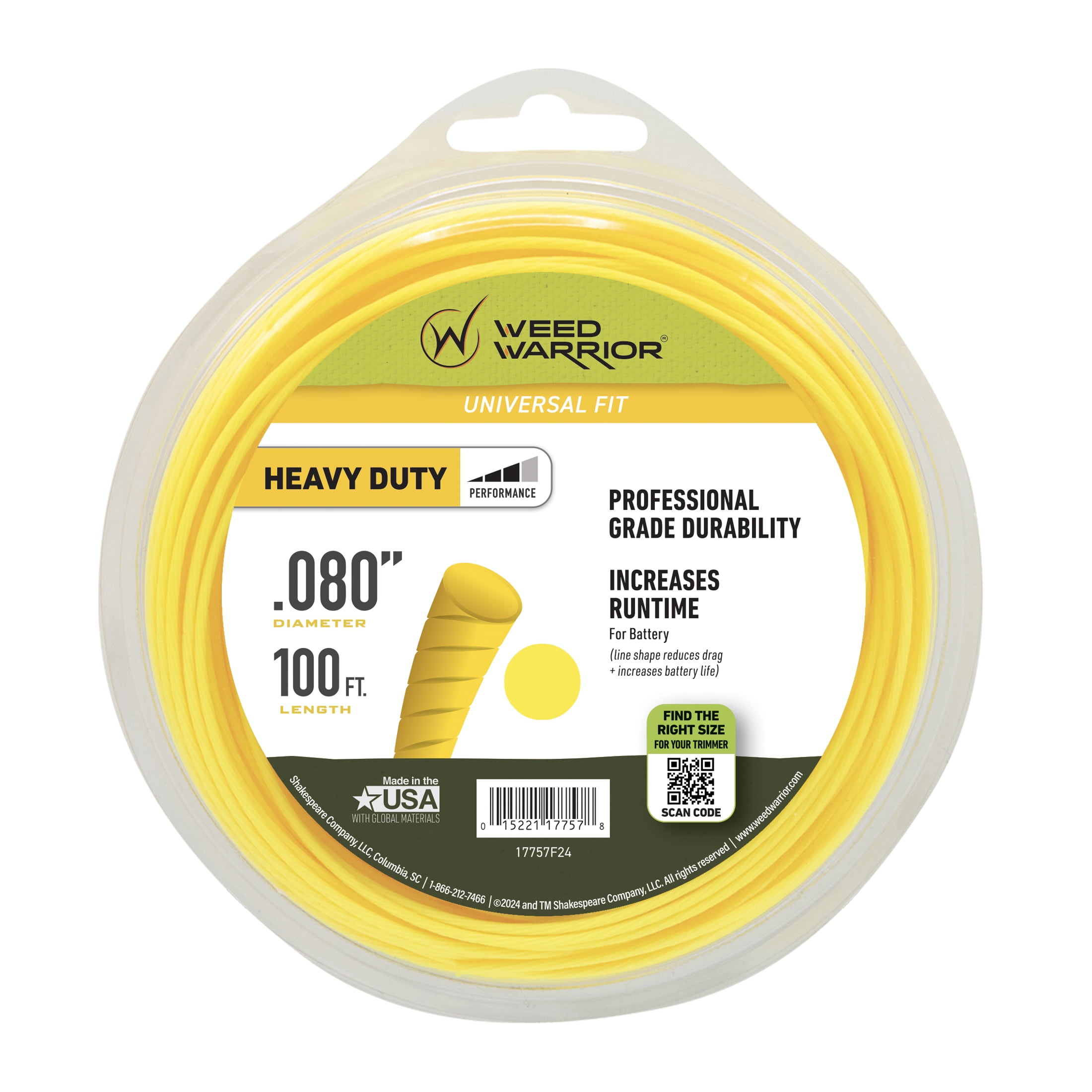 Weed Warrior .080 in. x 100 ft. Heavy Duty Trimmer Line - Walmart ...