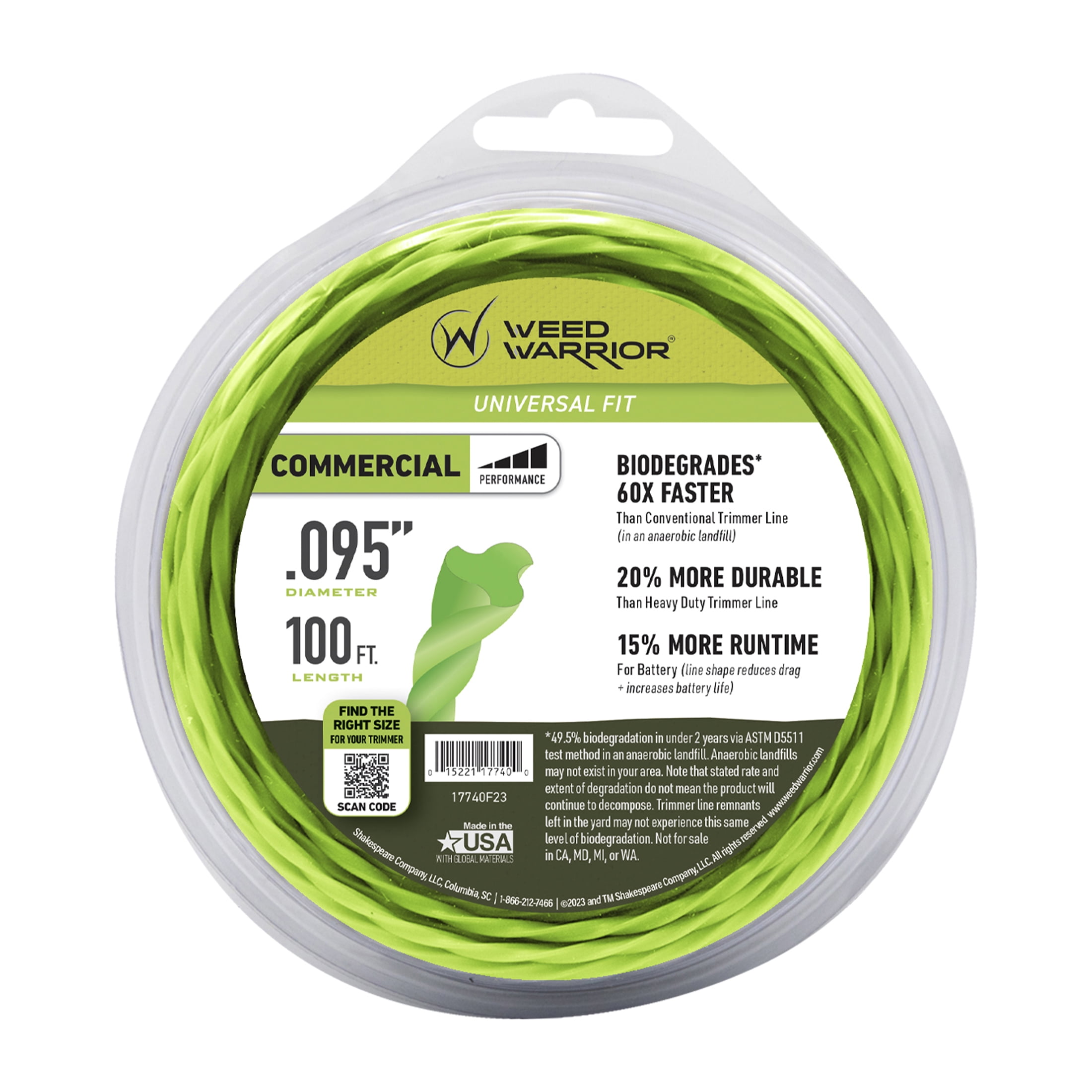 Weed Warrior .095 in. x 100 ft. Commercial Biodegradable Trimmer Line ...