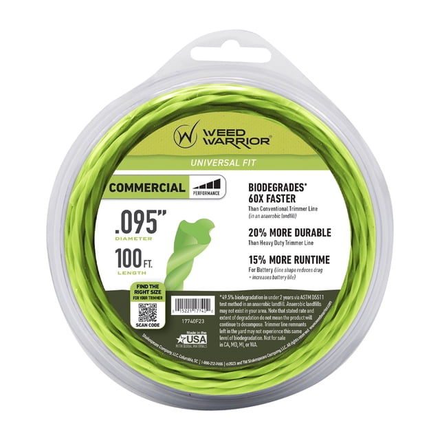 Weed Warrior .095 in. x 100 ft. Commercial Biodegradable Trimmer Line ...