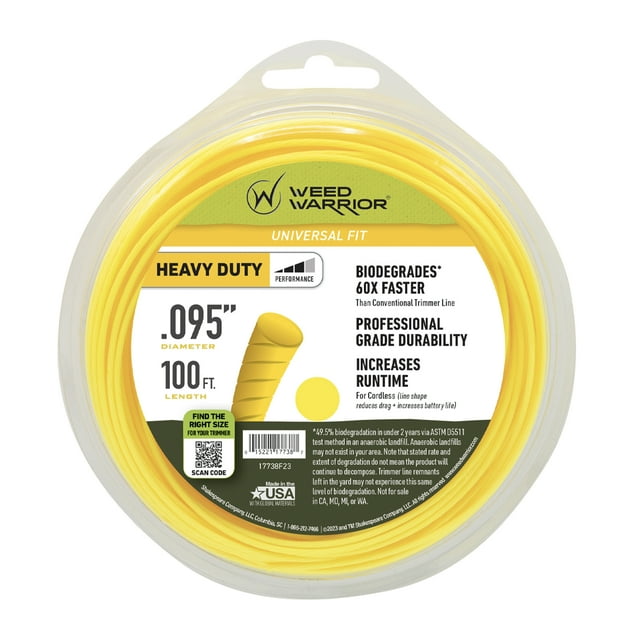Weed Warrior .095 in. x 100 ft. Heavy Duty Biodegradable Trimmer Line ...