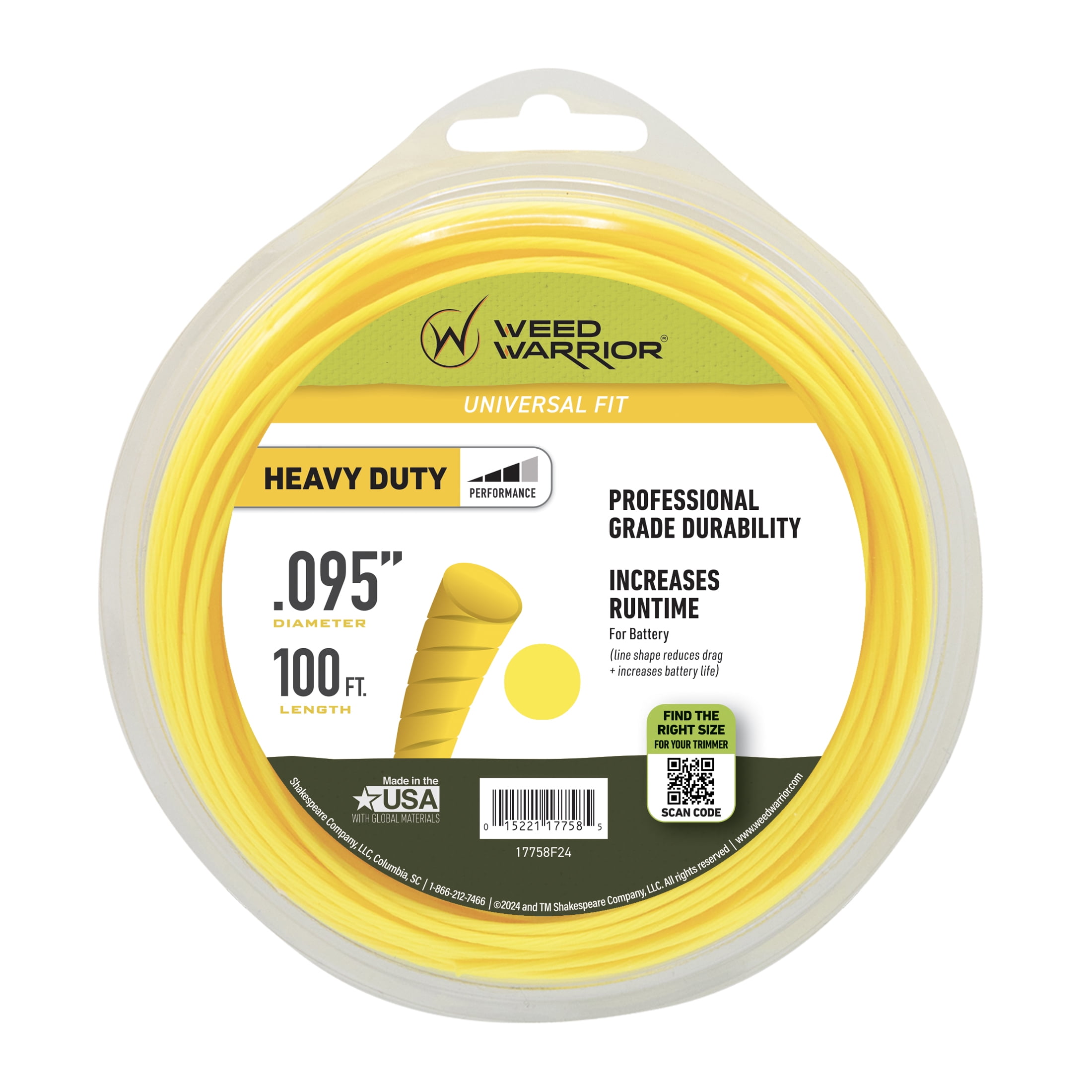 Weed Warrior .095 in. x 100 ft. Heavy Duty Trimmer Line - Walmart ...