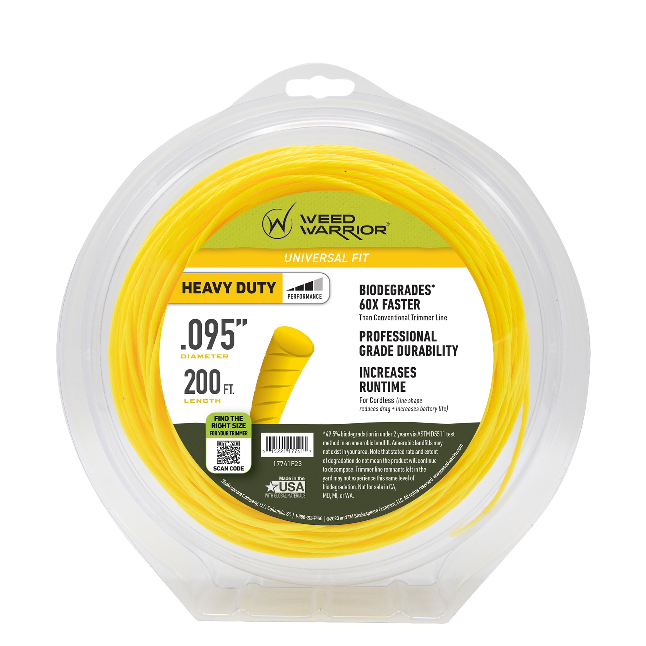 Weed Warrior .095 in. x 200 ft. Heavy Duty Biodegradable Trimmer Line ...