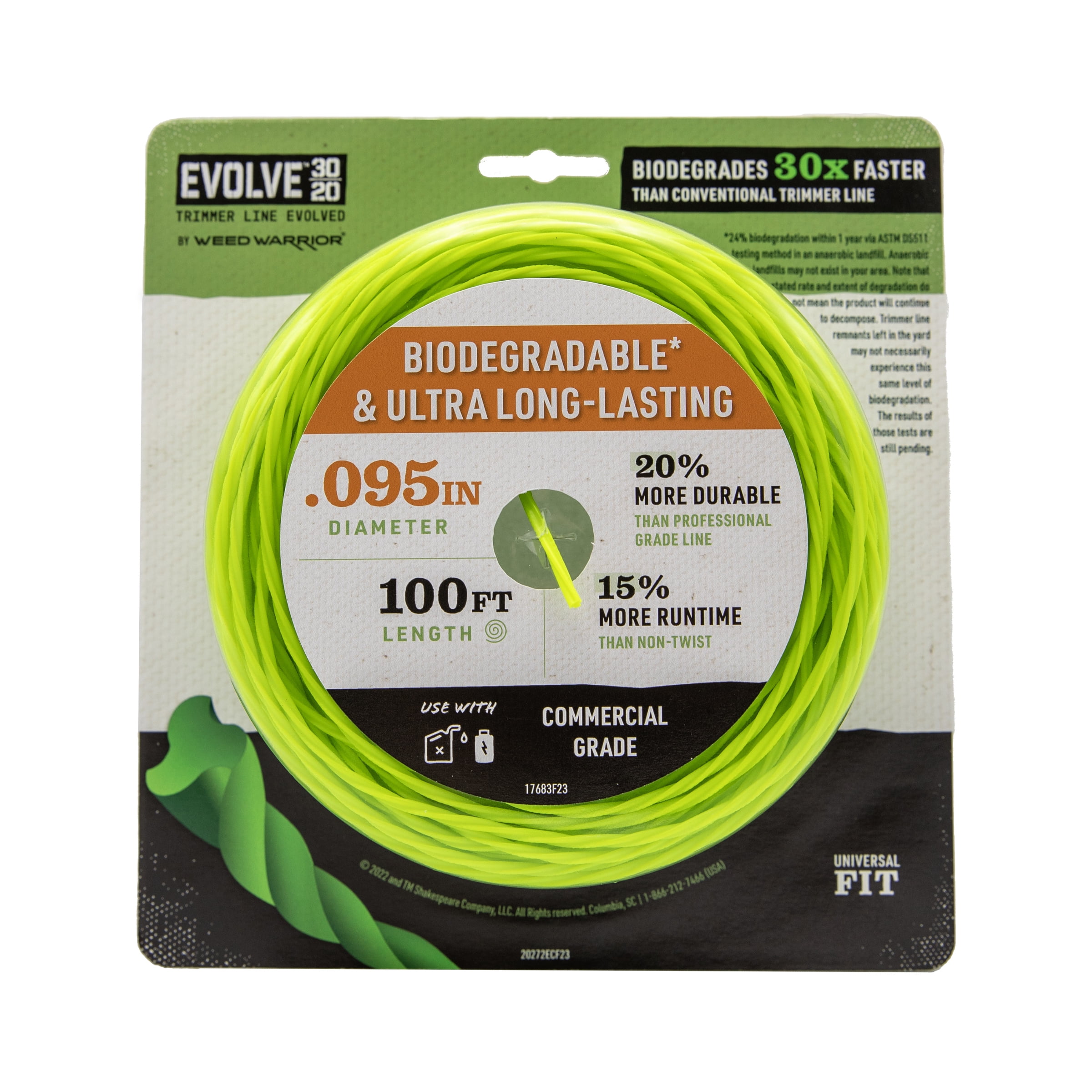 Weed Warrior Evolve .095 in x 100 ft. Biodegradable Trimmer Line ...