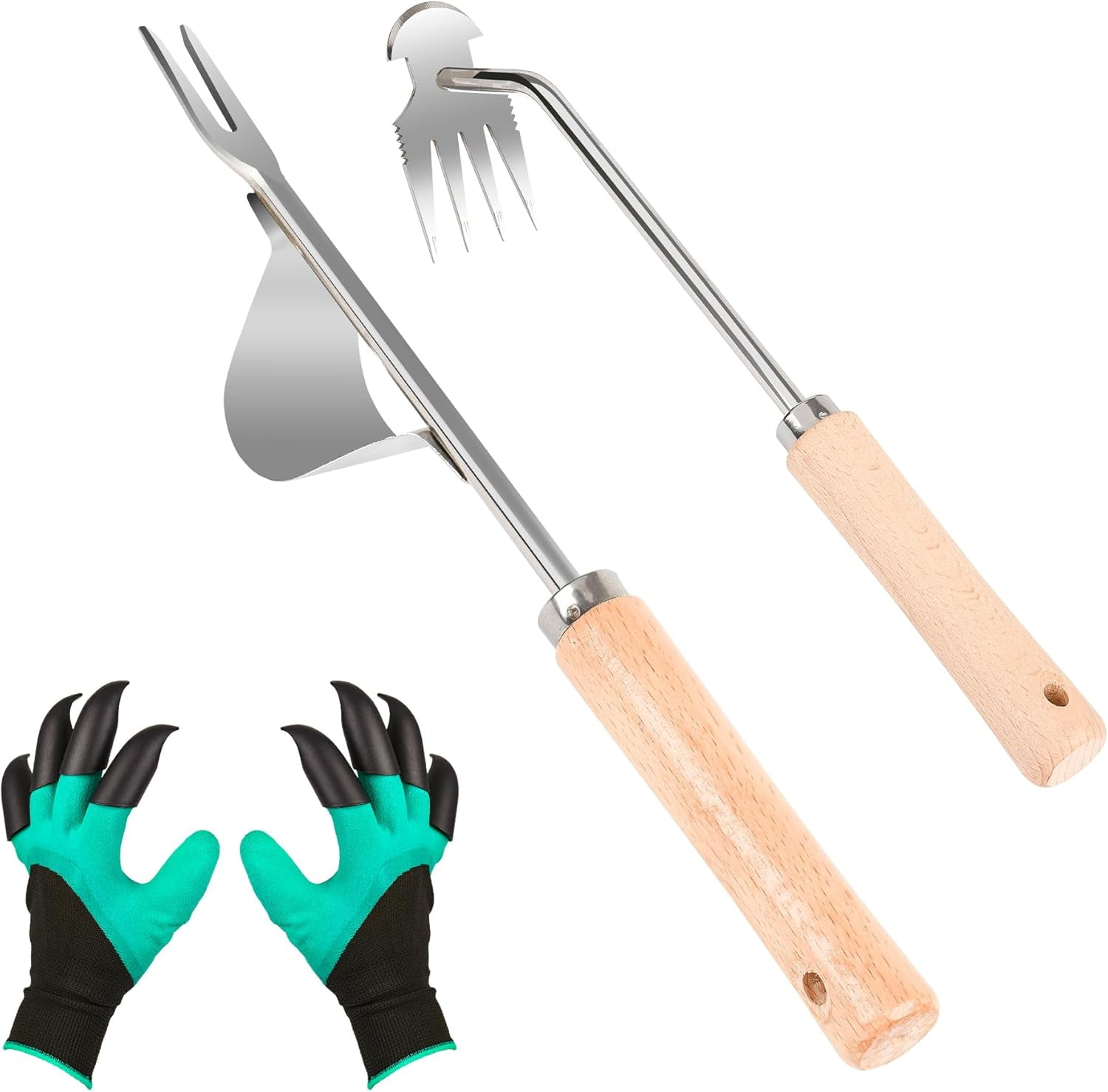 Weeder Tool, 4 Teeth Dual Purpose Weed PullerStainless Steel 3Pcs ...