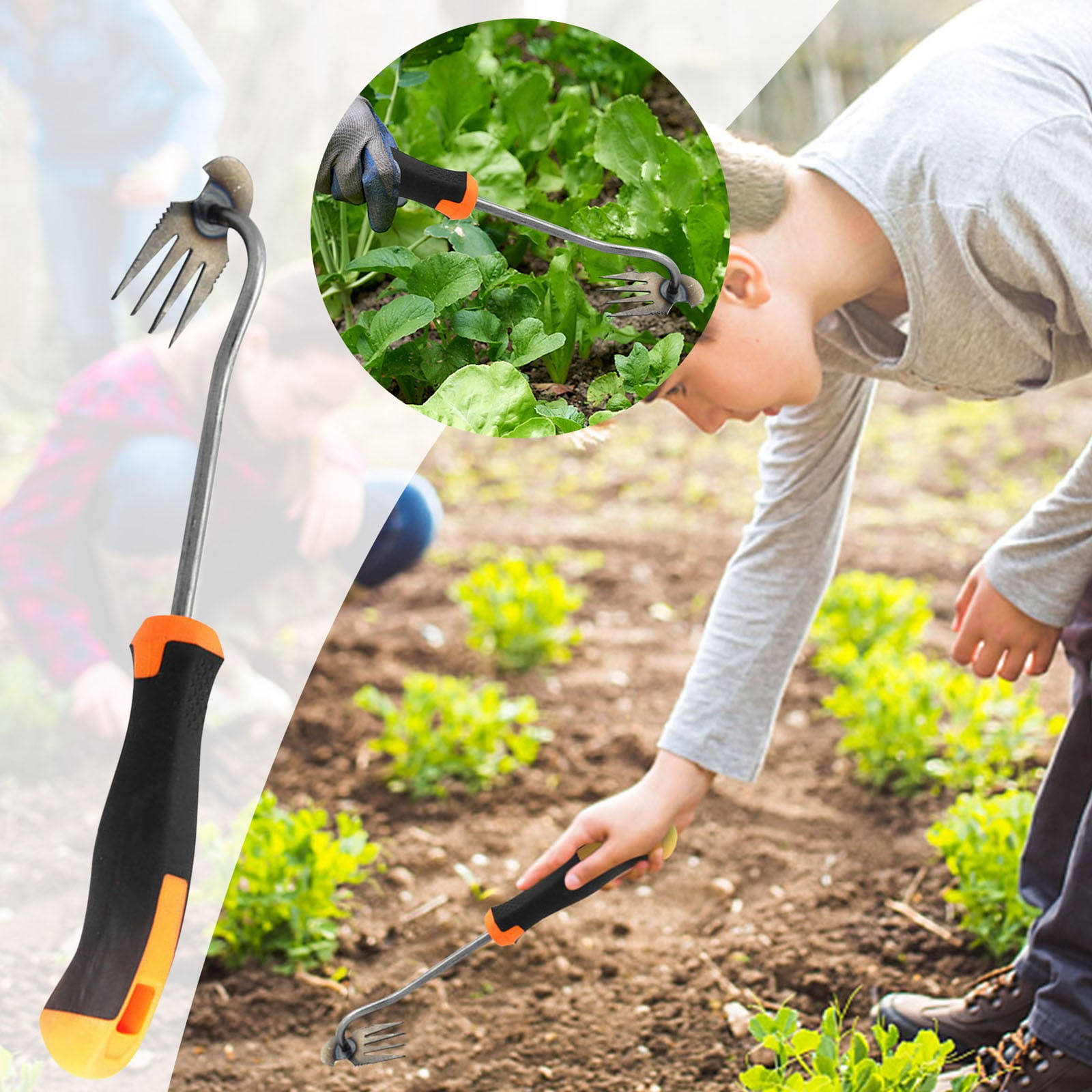 Weeding Artifact Root Weeding Tool Steel Weeder 4 Teeth Dual Purpose Weeder High Strength Hand
