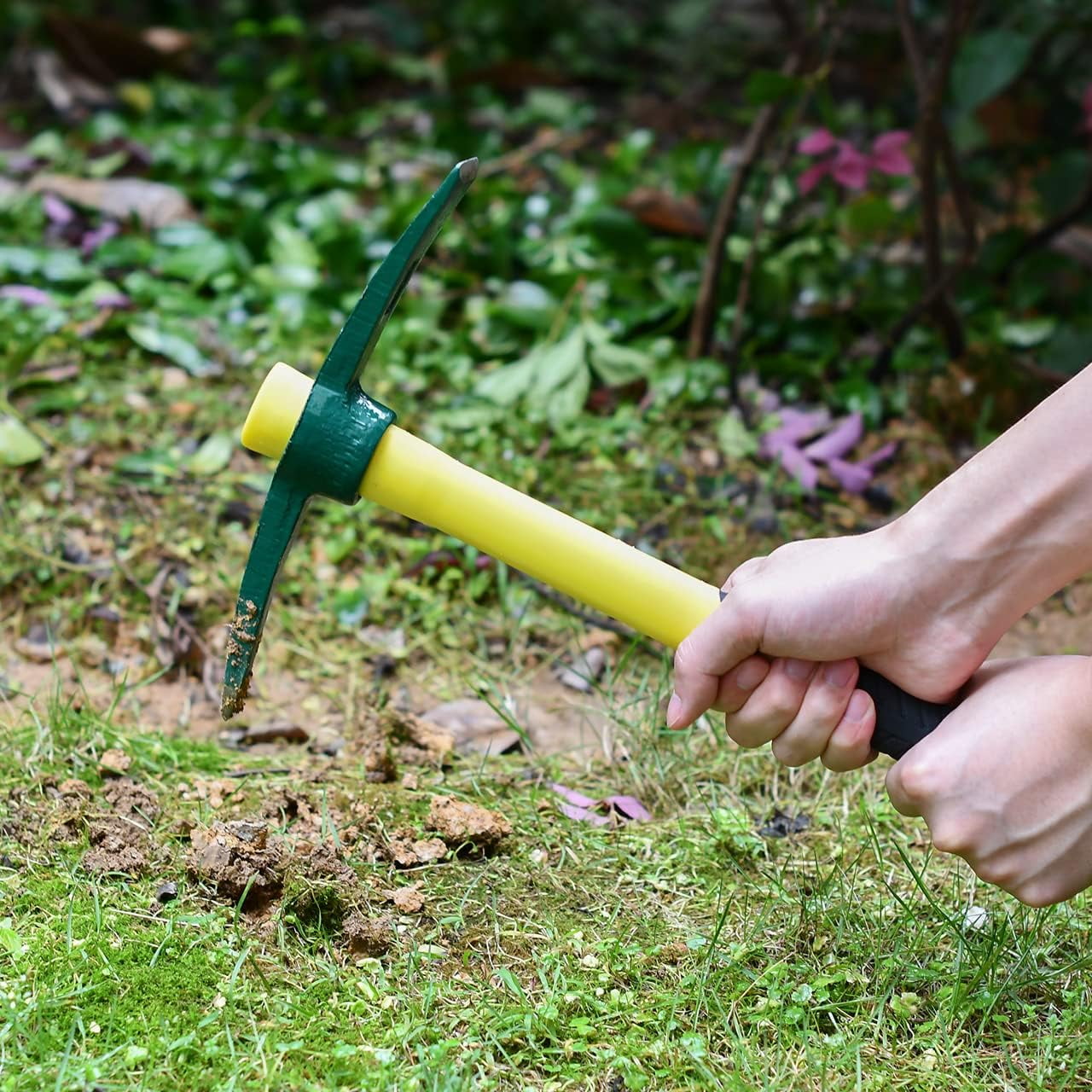 Weeding Mattock Hoe, Pick Axe 15-Inch, One Piece Intact Drop Forged ...