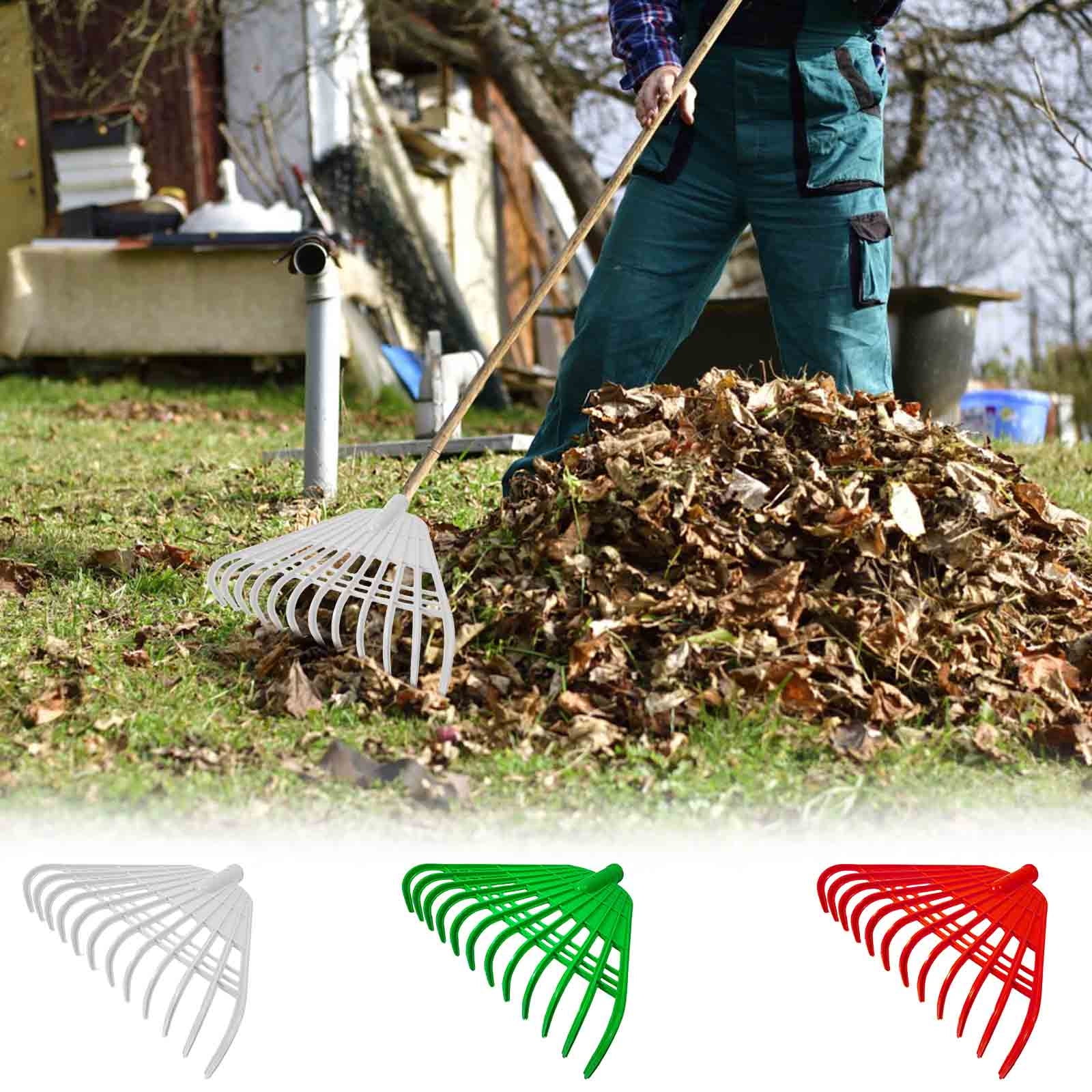 Rake,Plastic Garden Rake,Heavy-Duty Rubber Head,Durable Iron Handle ...