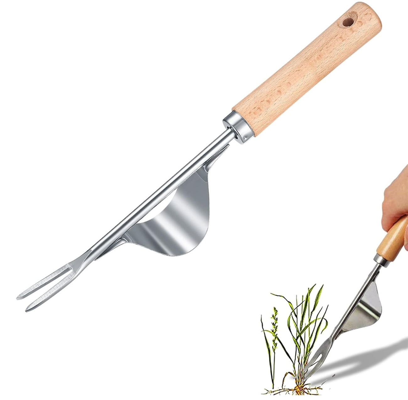 Weeding Tool,Manual Weeder Tool,Bexikou 1 Pack Stainless Steel Weed Puller Tool with Metal ...