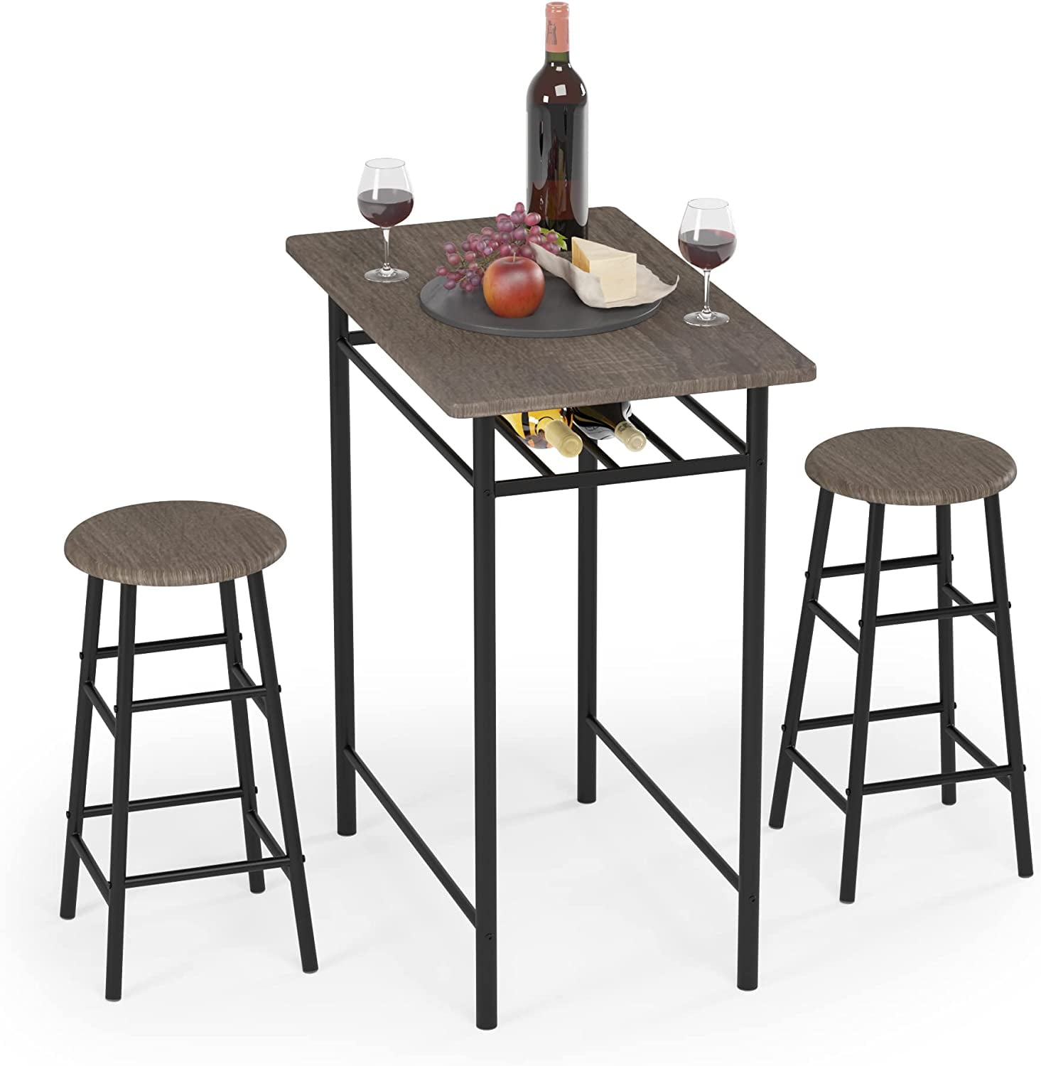 Weehom Bar Table with 2 Bar Stools, Pub Dining Table Set, Kitchen ...