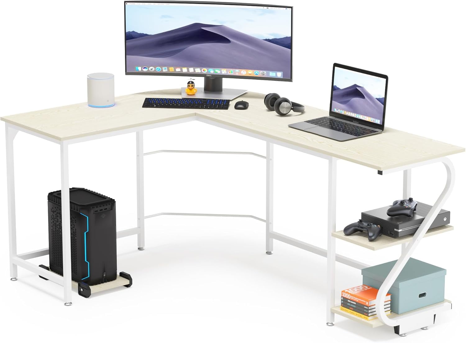 Weehom Reversible l Shaped Computer Desk with Storage Home Gaming ...