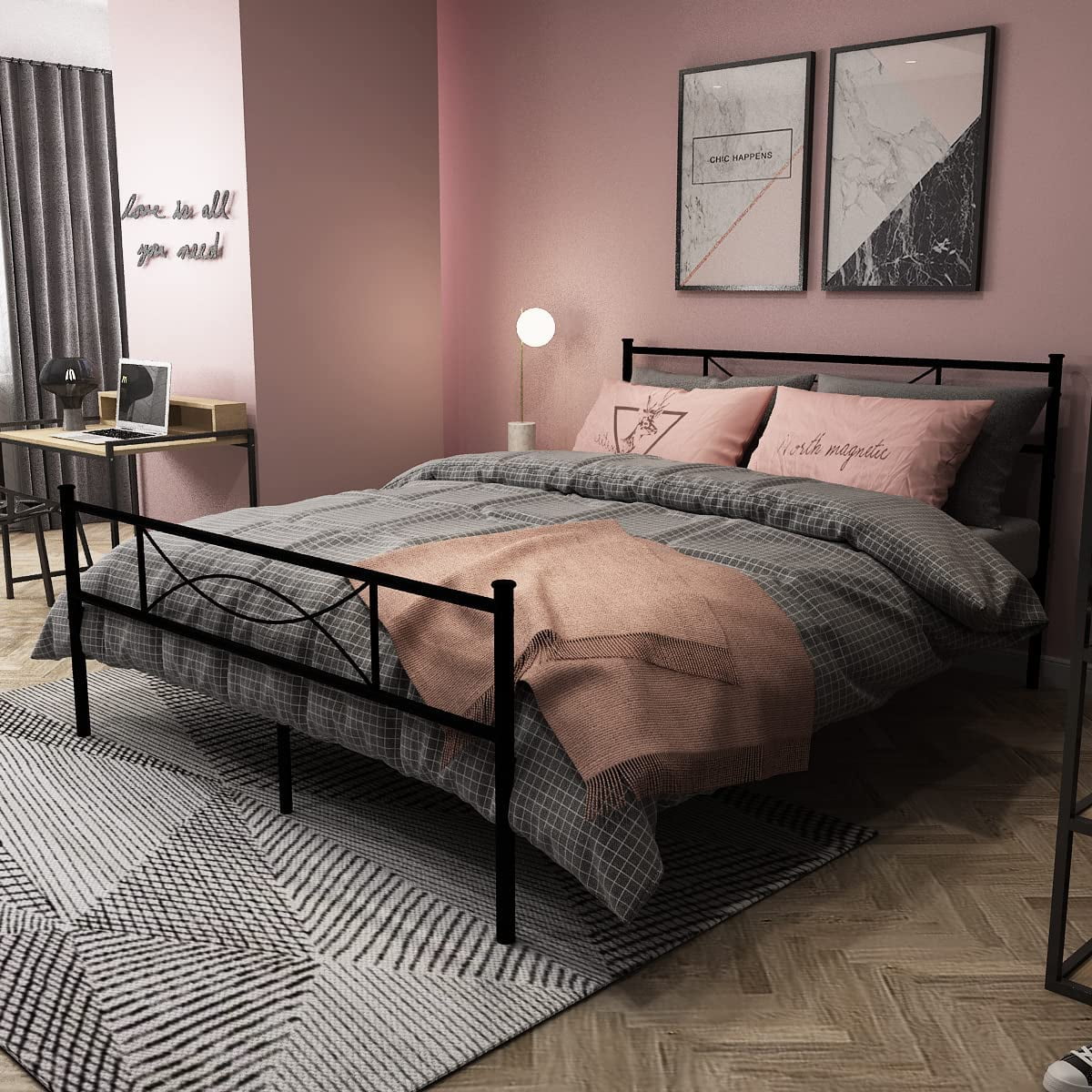 Weehom Twin Bow Design Metal Bed Frame Mattress Foundation/Platform Bed ...