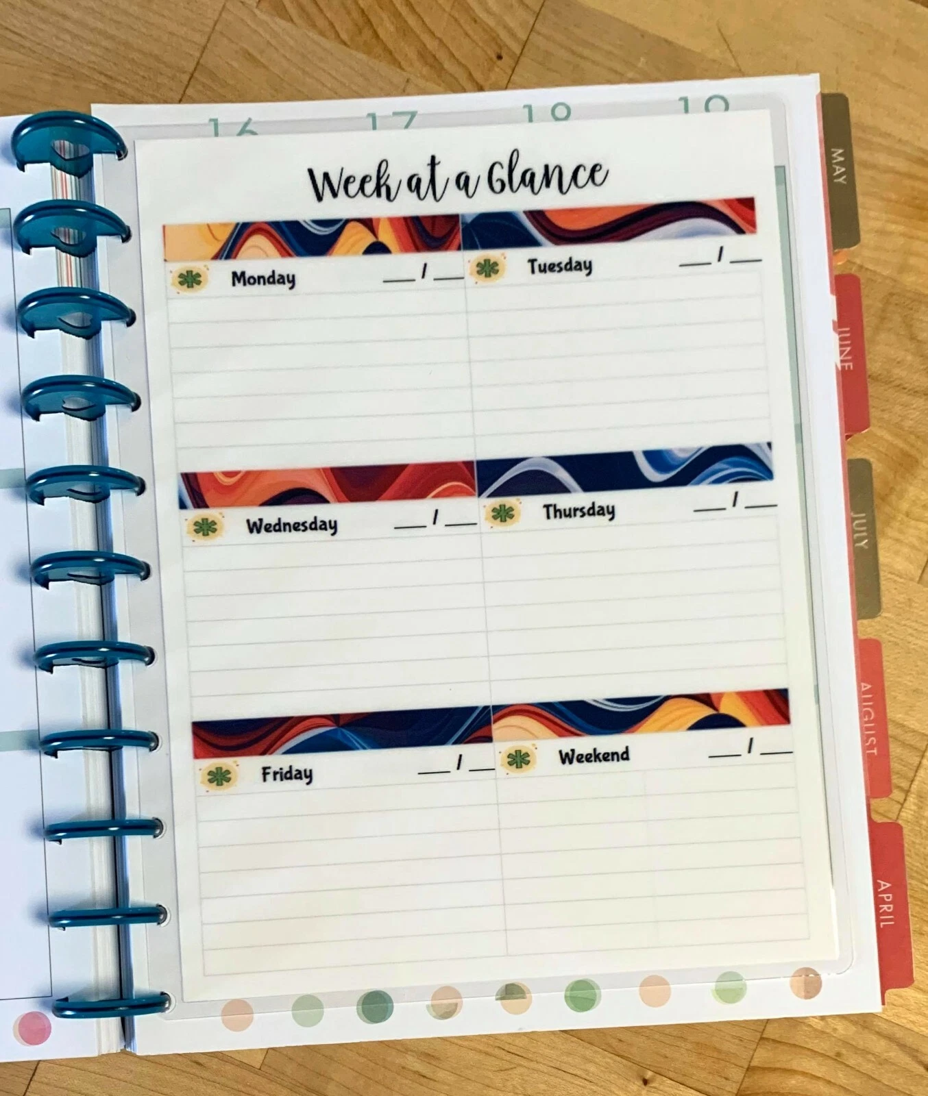 Week At A Glance Two Sided Dashboard For Use With The Big Happy Planner ...