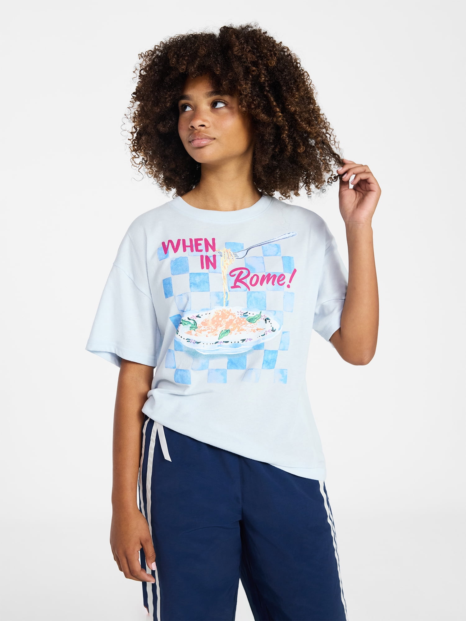 Weekend Academy Girls Oversized Graphic Tee with Short Sleeves, Sizes 4 ...