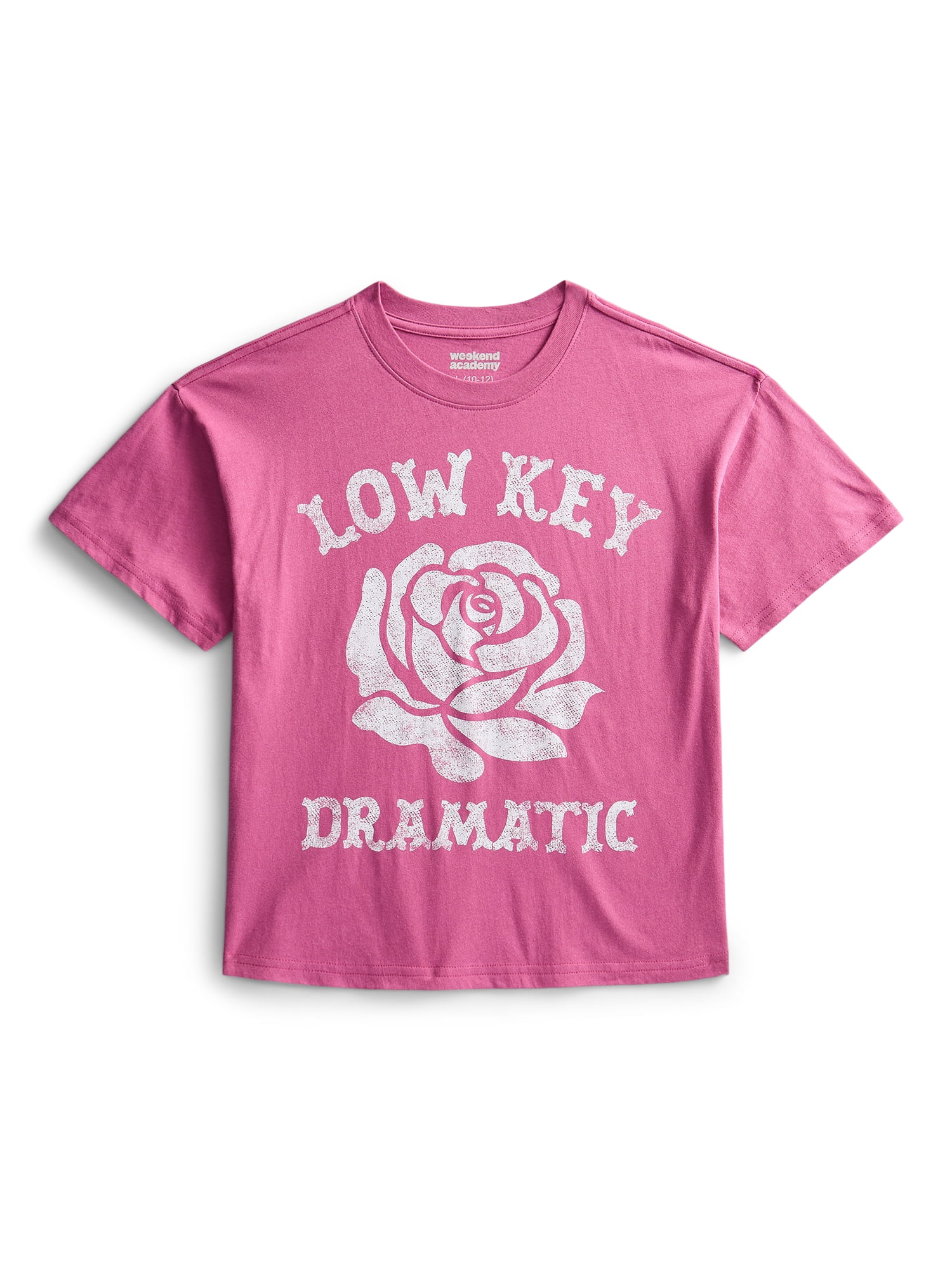 Weekend Academy Girls Oversized Graphic Tee with Short Sleeves, Sizes 4 ...
