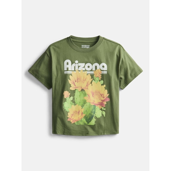 Weekend Academy Girls Graphic Cotton Tee with Short Sleeves, Sizes 4-18 ...