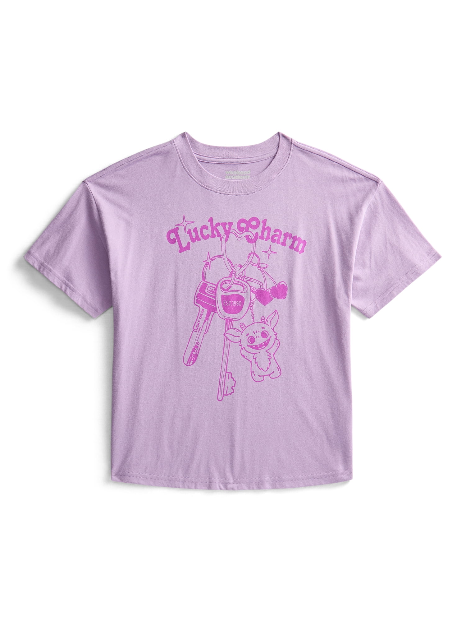 Weekend Academy Girls Oversized Graphic Tee with Short Sleeves, Sizes 4 ...