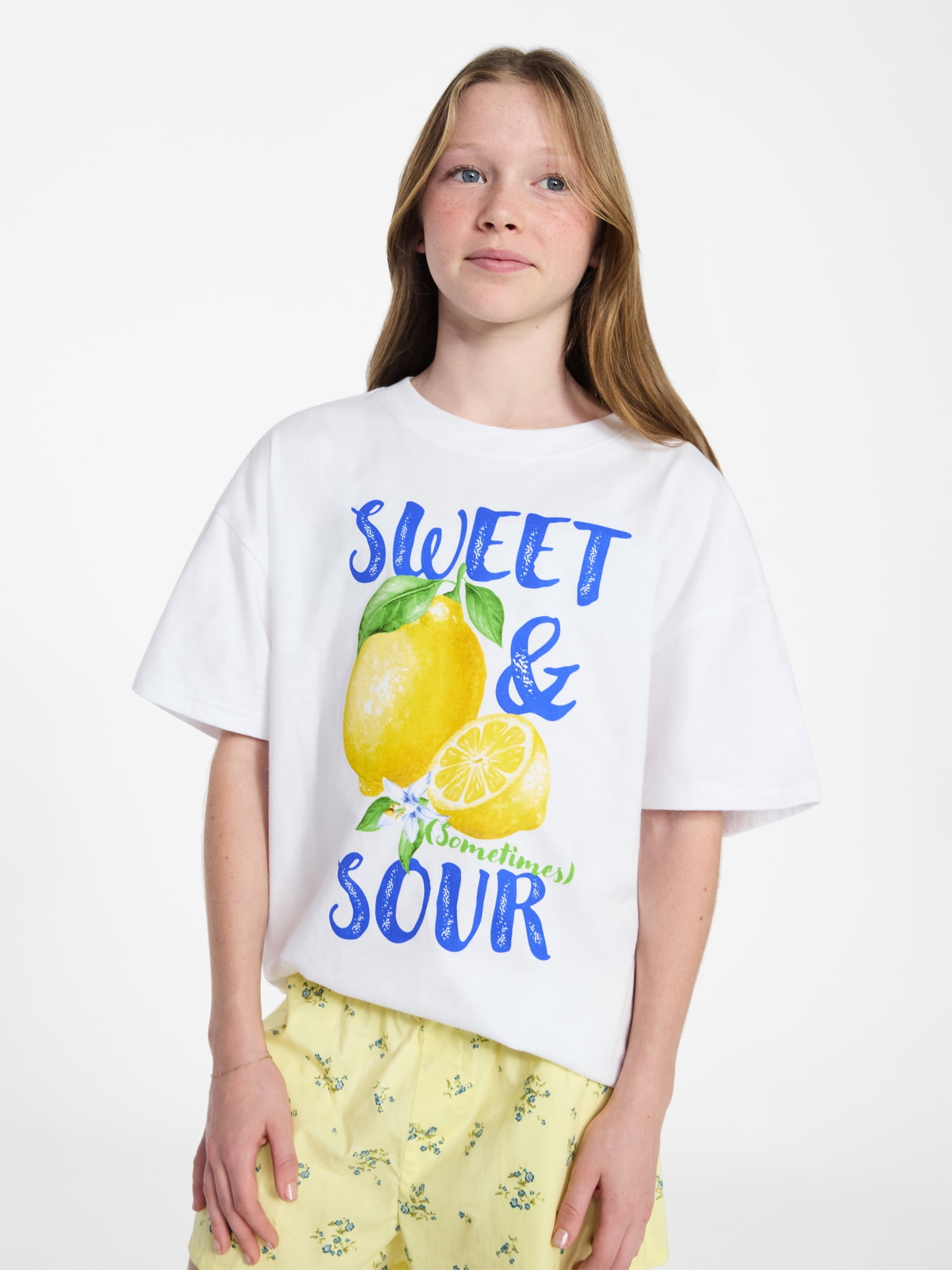 Weekend Academy Girls Oversized Graphic Tee with Short Sleeves, Sizes 4 ...