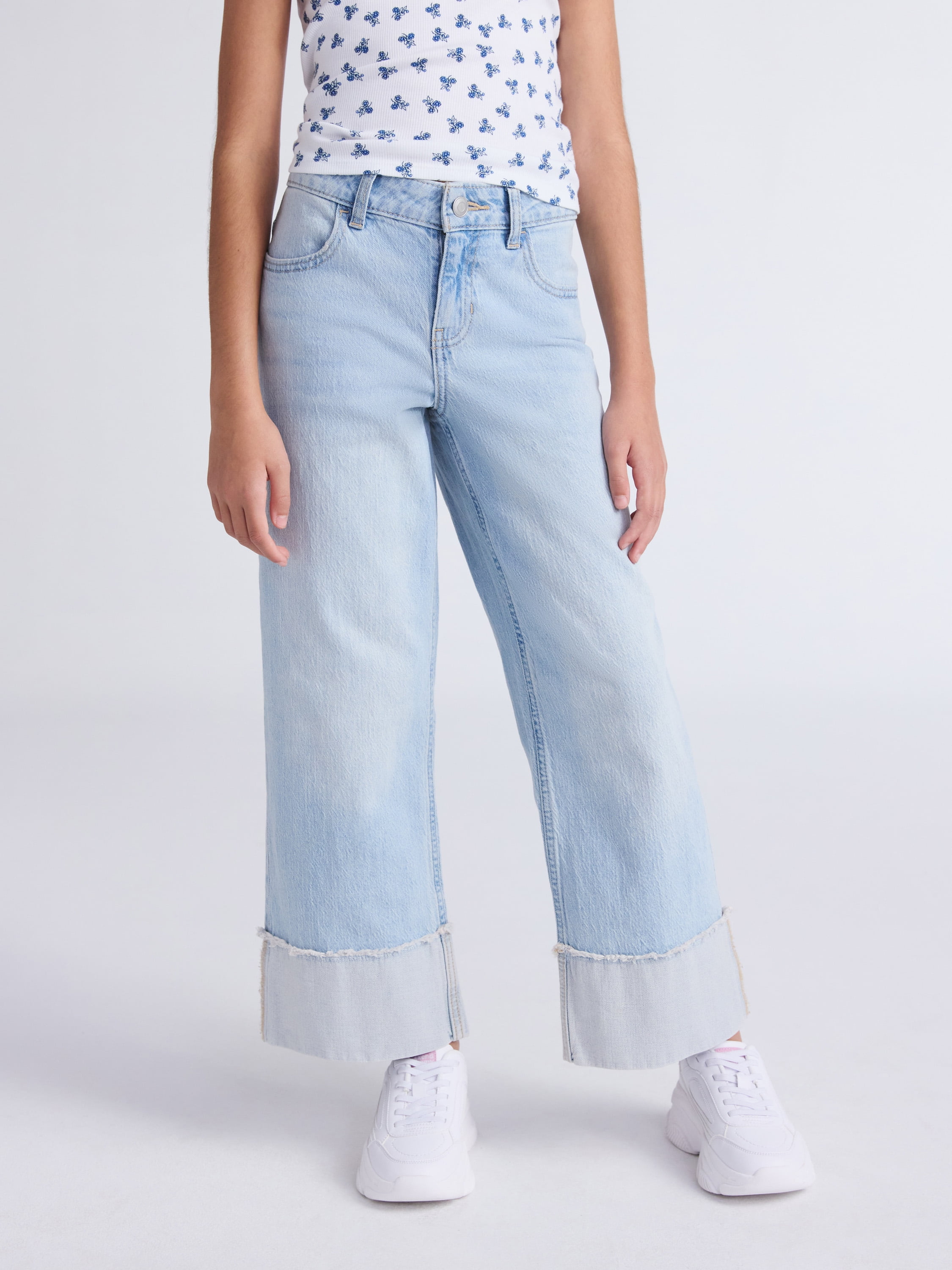 Weekend Academy Girls Cuffed Hem Jeans, Sizes 5-18 - Walmart.com